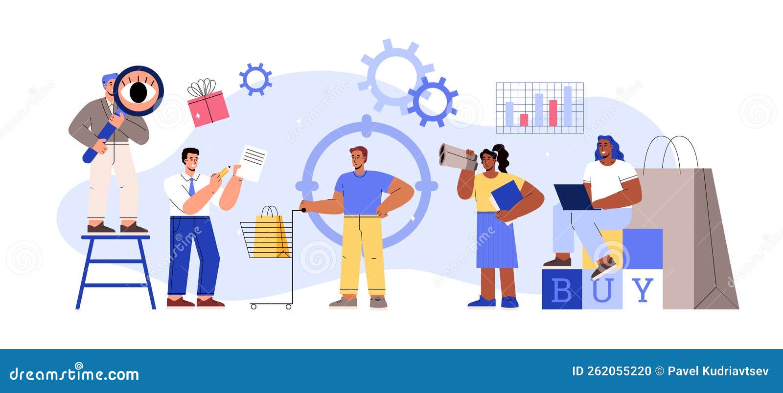 Consumer Behavior and Decision of Purchasing Process, Flat Vector ...