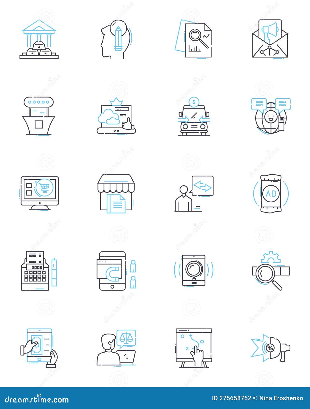 Consumer Behavior Linear Icons Set. Influence, Perception, Preference ...