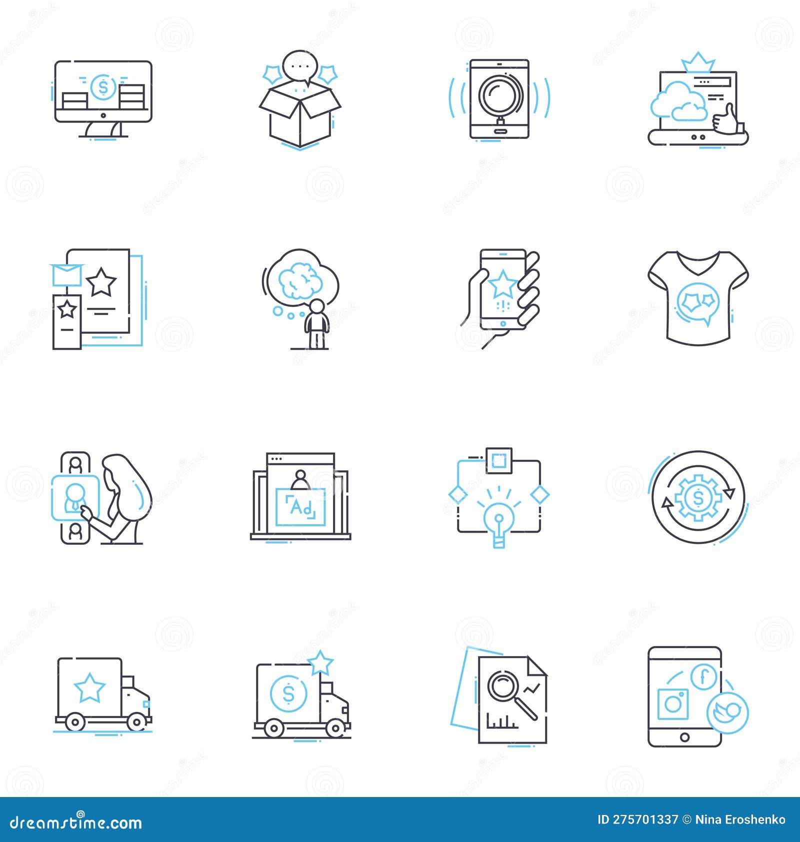 Consumer Behavior Linear Icons Set. Influence, Perception, Preference ...