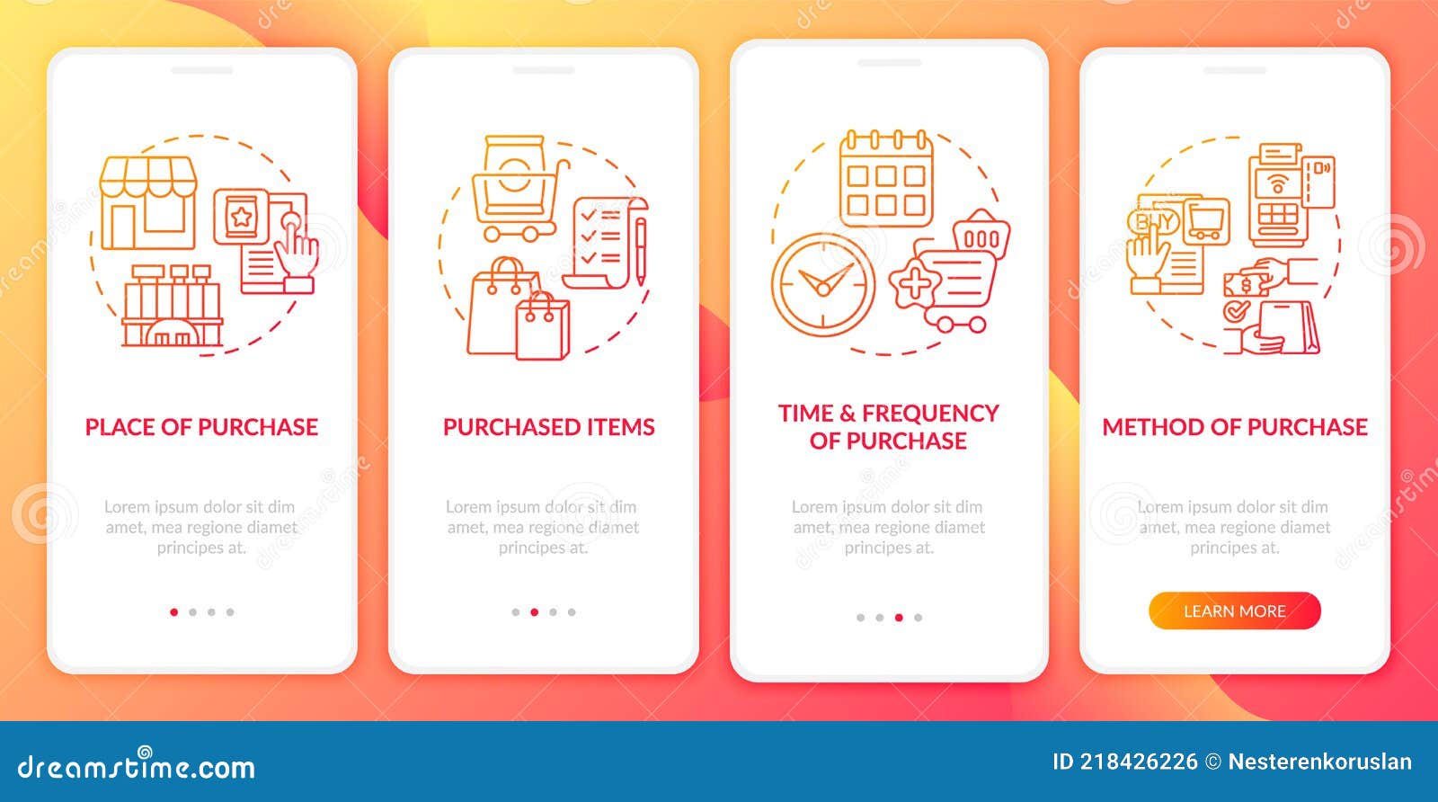 Consumer Behavior Patterns Onboarding Mobile App Page Screen with Concepts Stock Vector ...