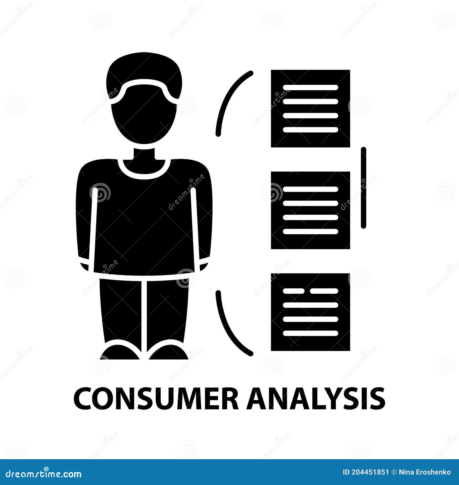 Consumer Behaviour Analysis Icon, Black Vector Sign with Editable ...