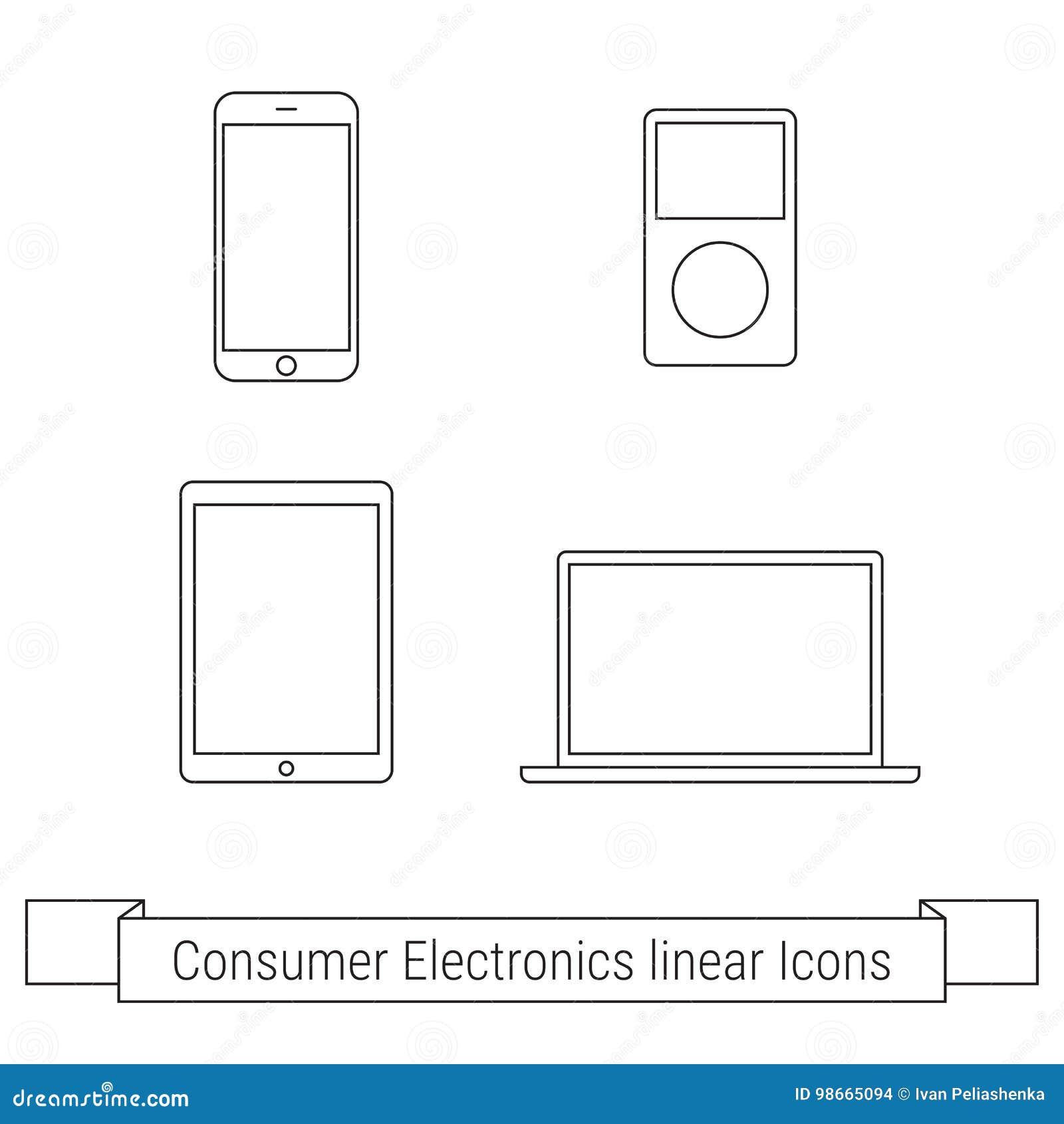 Consumer Electronics Linear Icons Stock Illustration - Illustration of ...