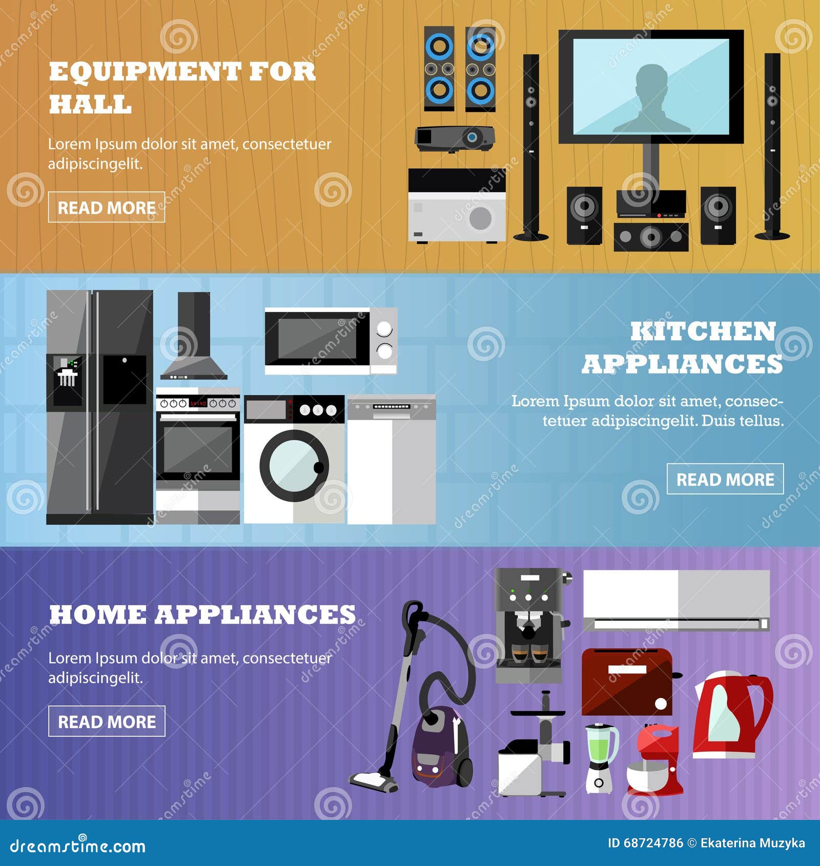 Consumer Electronics Store Banners Set. Vector Illustration. Design ...