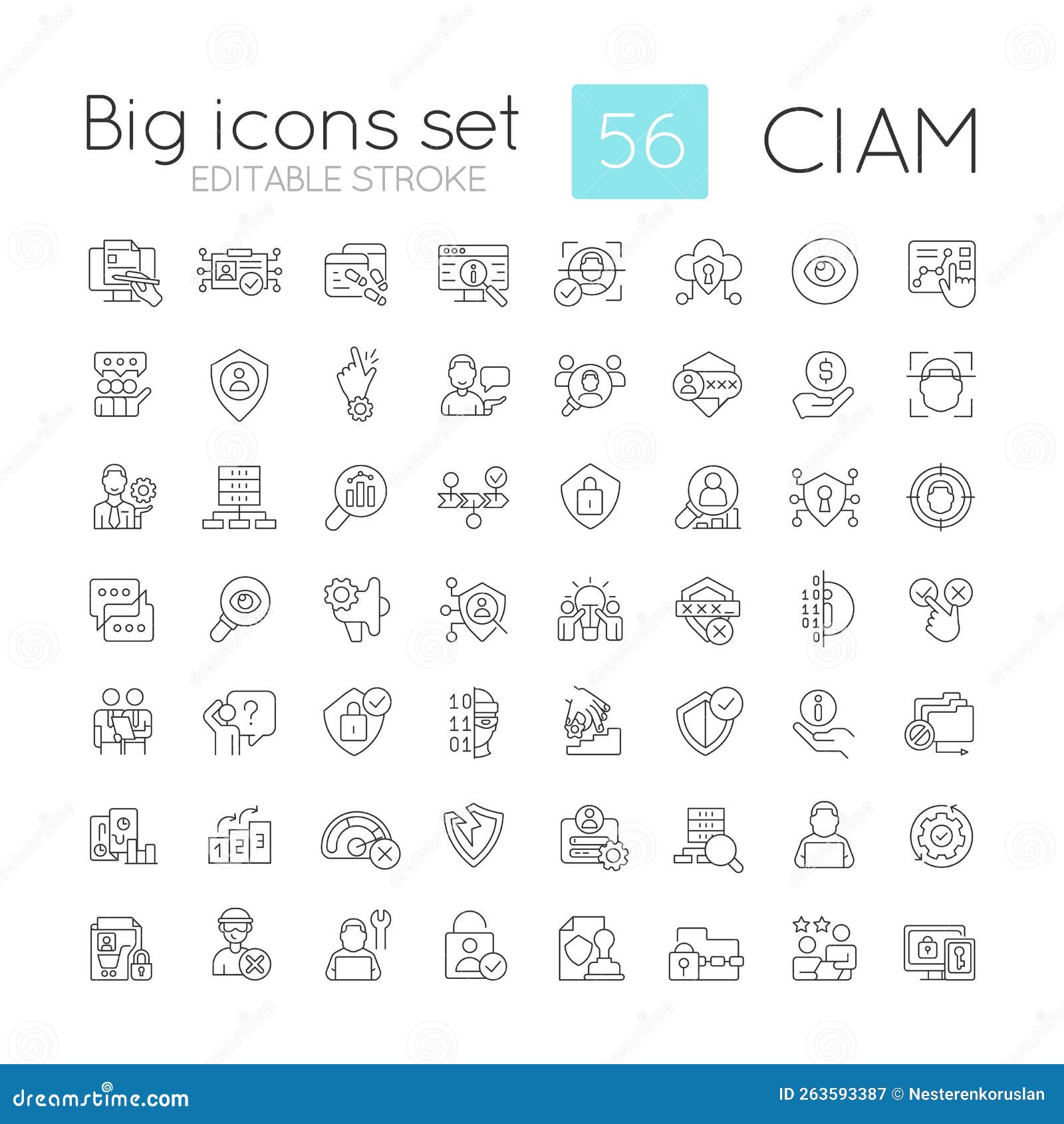 Consumer Identity and Access Management Linear Icons Set Stock Vector ...