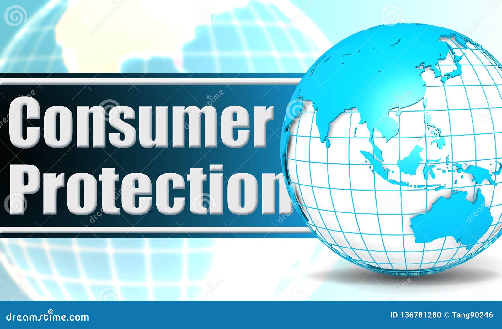 Consumer Protection with Sphere Globe Stock Illustration - Illustration ...