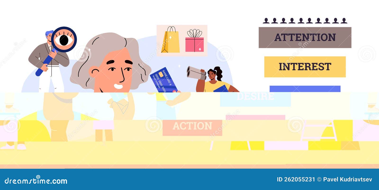 Consumer Purchasing Habits Generation Flat Vector Illustration Isolated ...