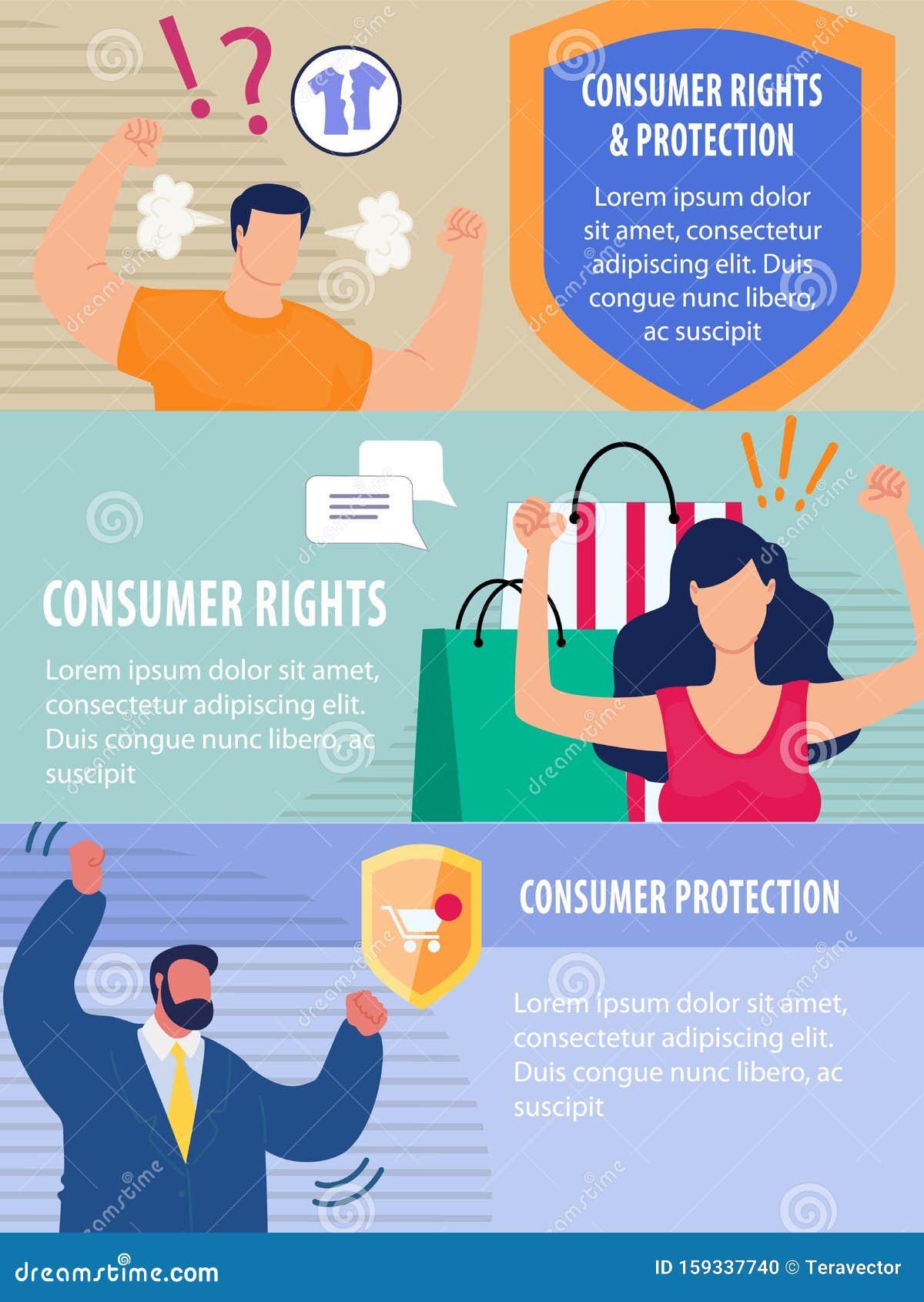 Consumer Rights and Protection Header Banners Set Stock Vector ...