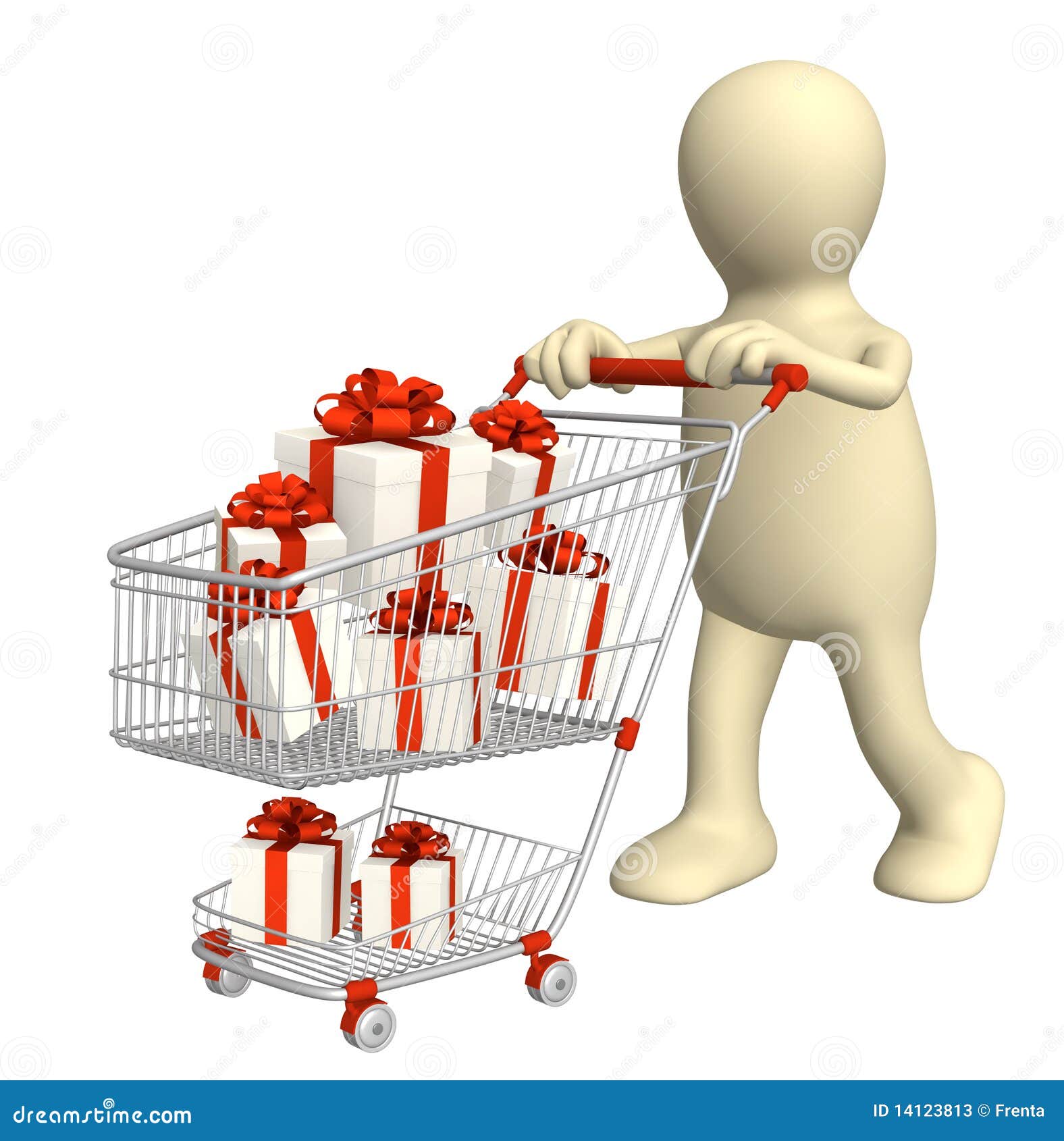 Consumer with Shopping Cart and Gifts Stock Illustration - Illustration ...