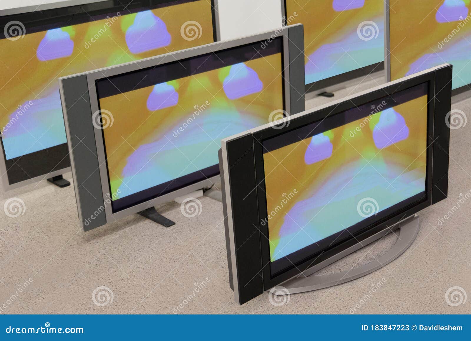 Consumerism, Electronics Shopping TV Sets in Technology Store Stock ...