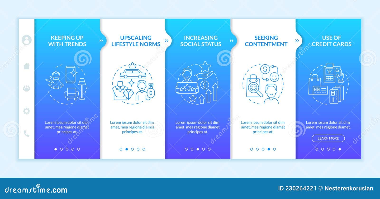 Consumerism Motivation Blue Gradient Onboarding Vector Template Stock ... Consumerism Motivation Blue Gradient Onboarding Vector Template Stock ...
