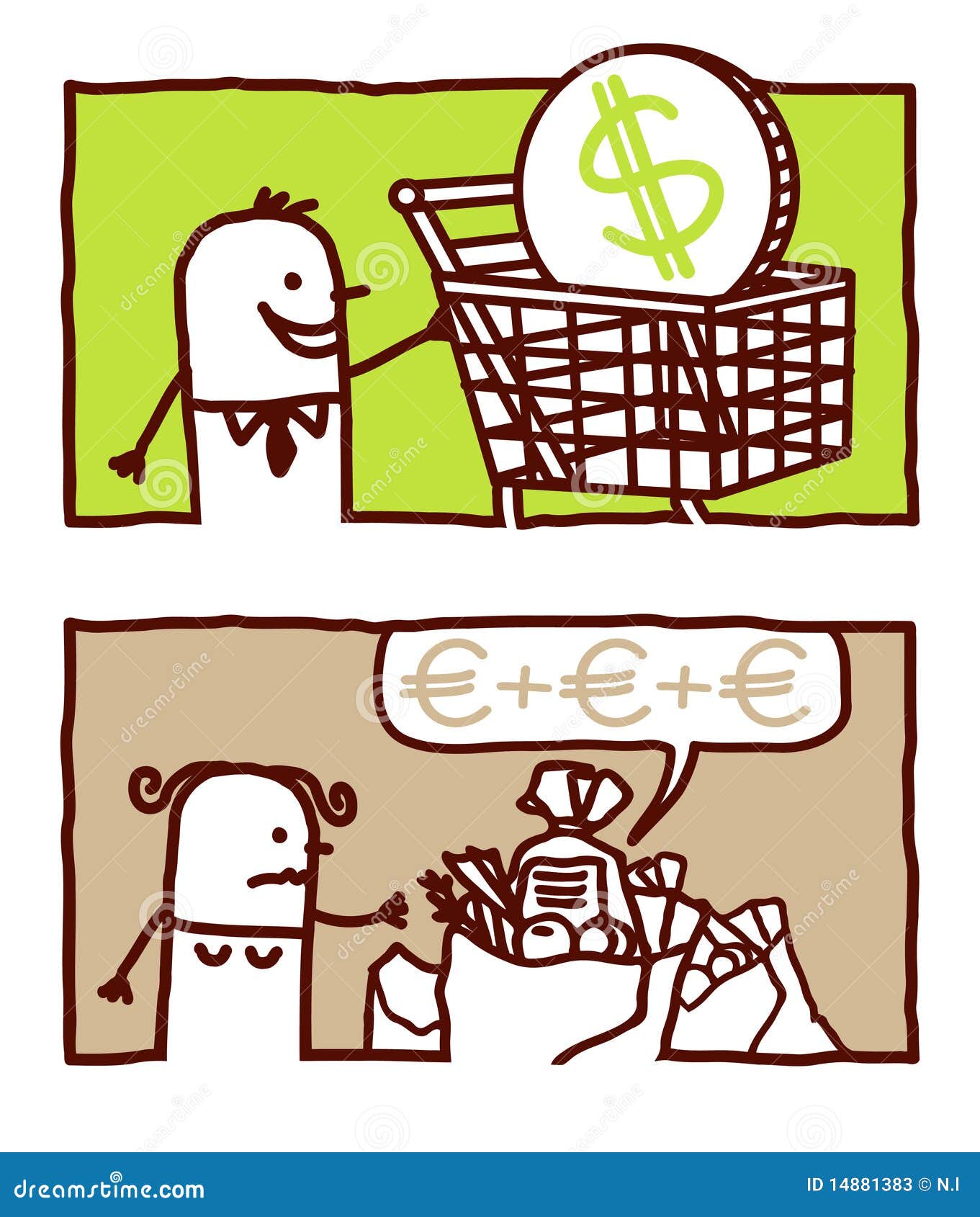 Consumidor y compra ilustración del vector. Ilustración de euro - 14881383