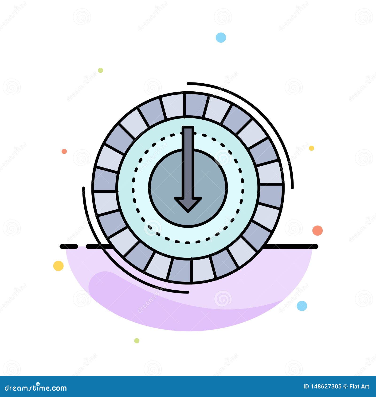 Consumption, Cost, Expense, Lower, Reduce Flat Color Icon Vector Stock ...