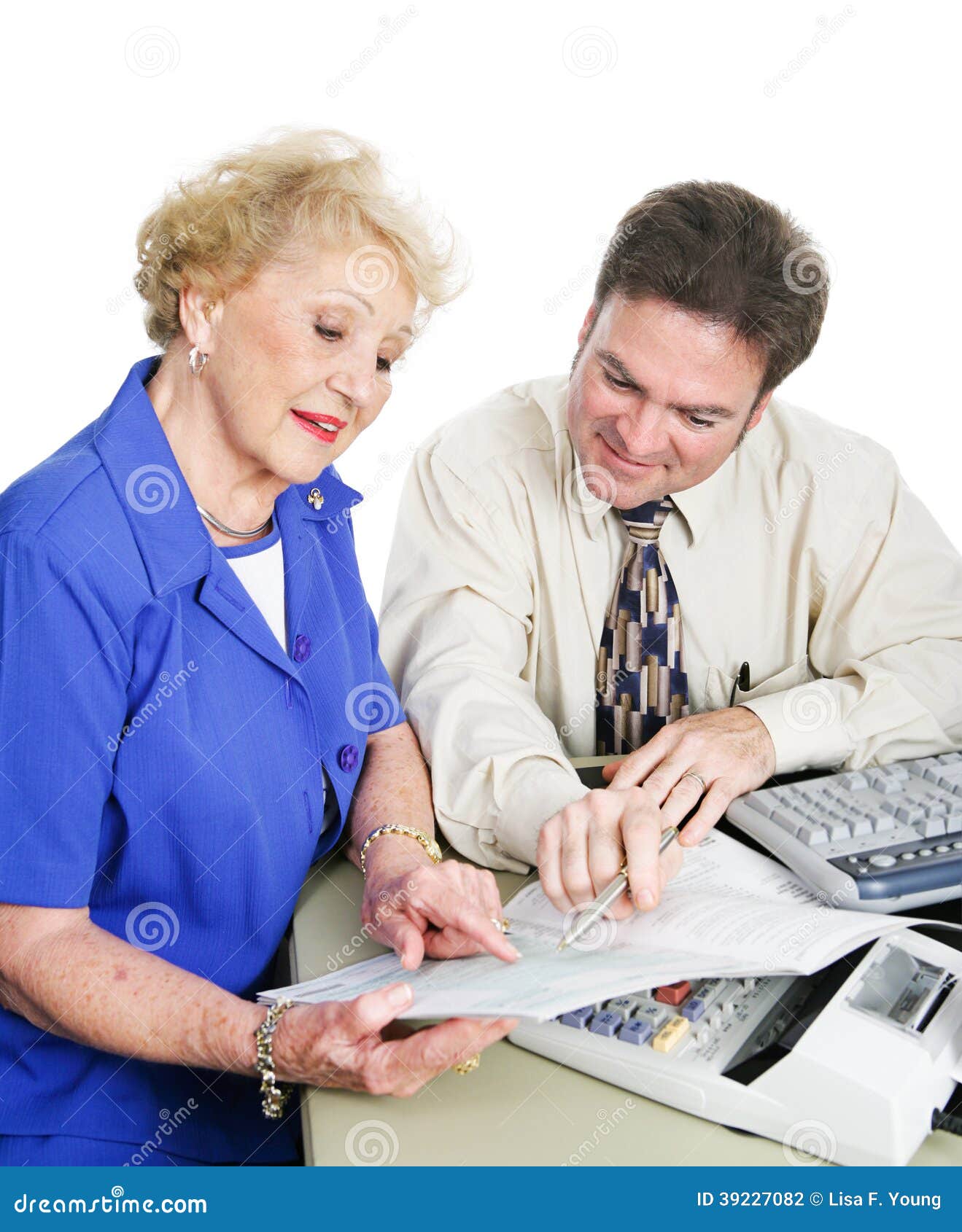 Contable con el cliente foto de archivo. Imagen de calculadora - 39227082