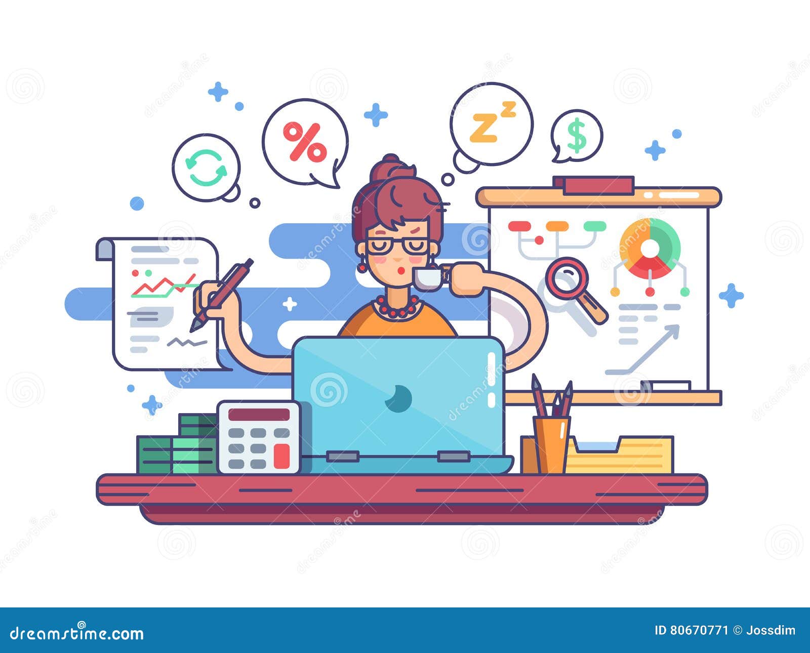 Contable Financiero De La Mujer Ilustración del Vector - Ilustración de ...