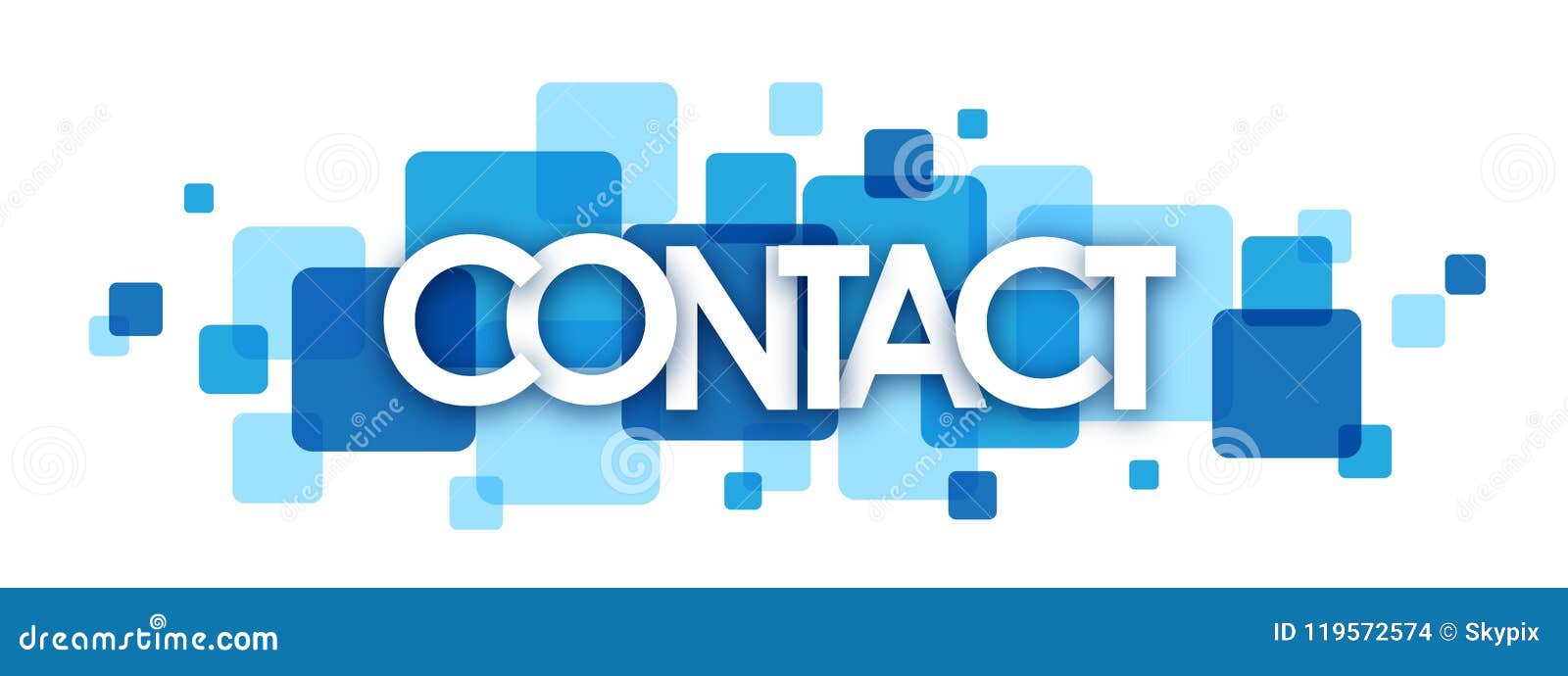 CONTACT Blue Overlapping Squares Banner Stock Vector - Illustration of ...