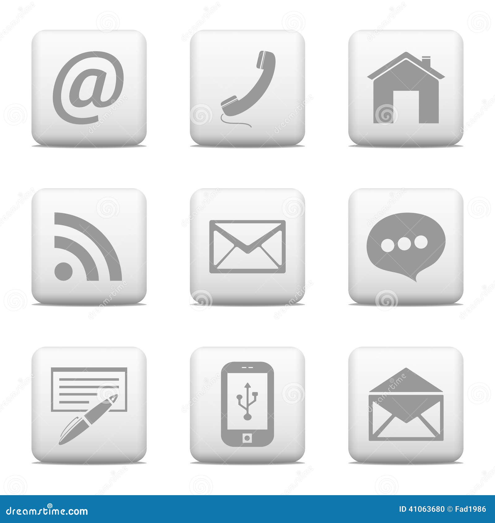 Contact Buttons Set, E-mail Icons Stock Vector - Illustration of ...