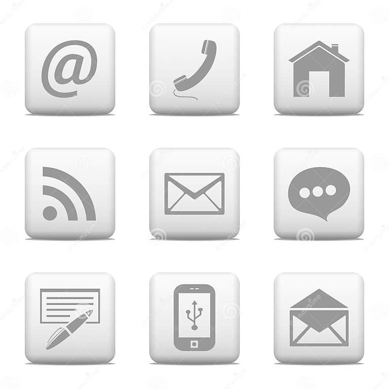 Contact Buttons Set, E-mail Icons Stock Vector - Illustration of ...