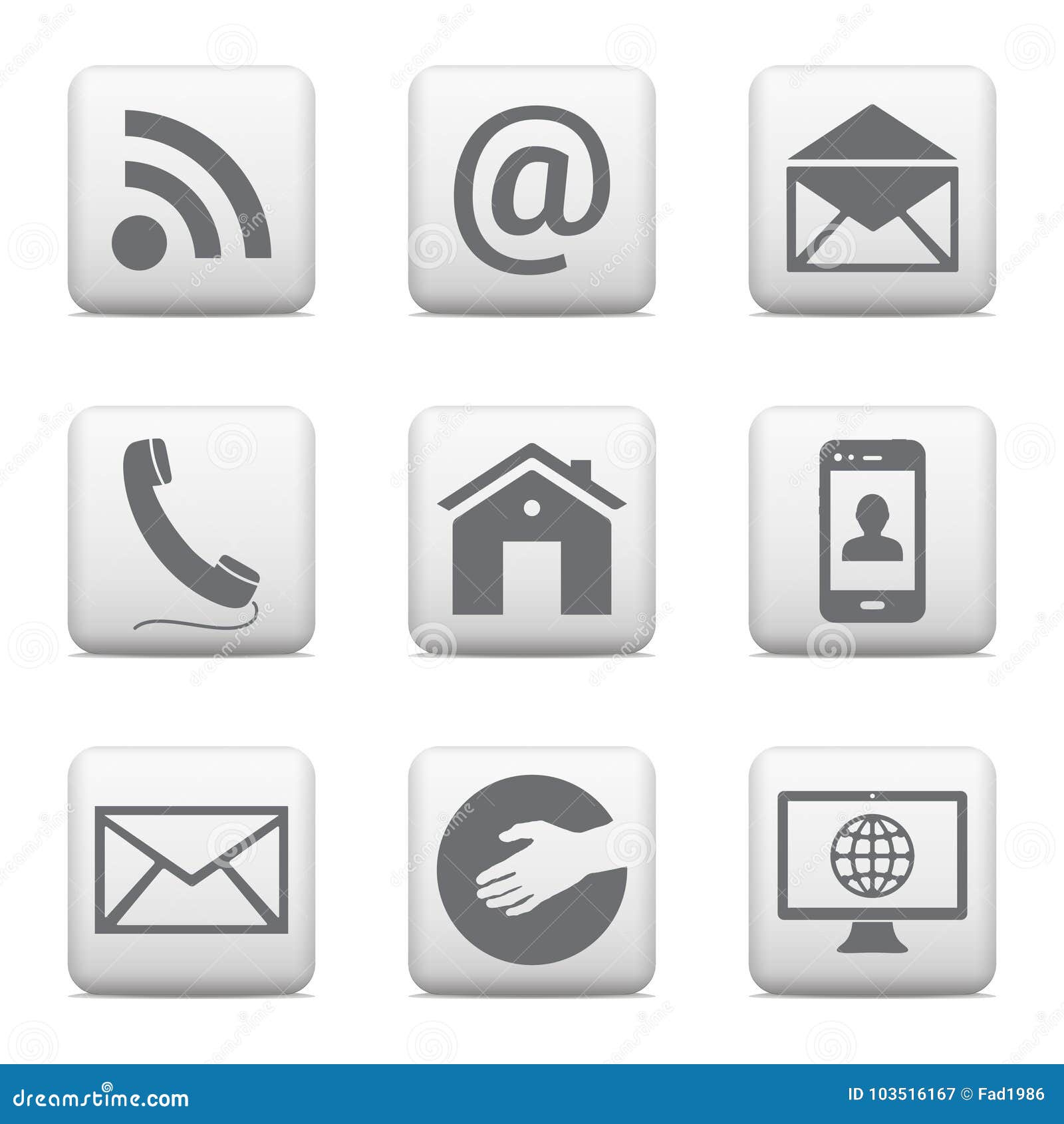 Contact Buttons Set, E-mail Icons for Website Stock Vector ...