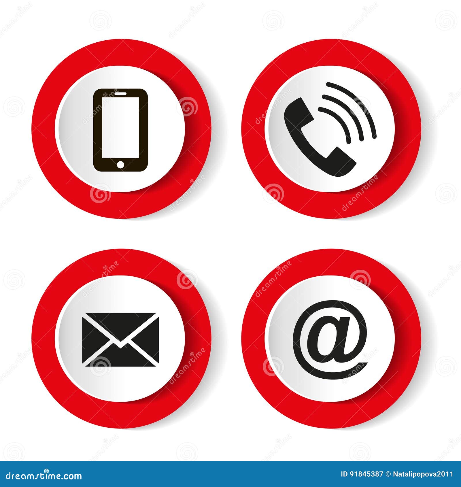 Contact Buttons Set - Email, Envelope, Phone, Mobile Icons. Vector ...