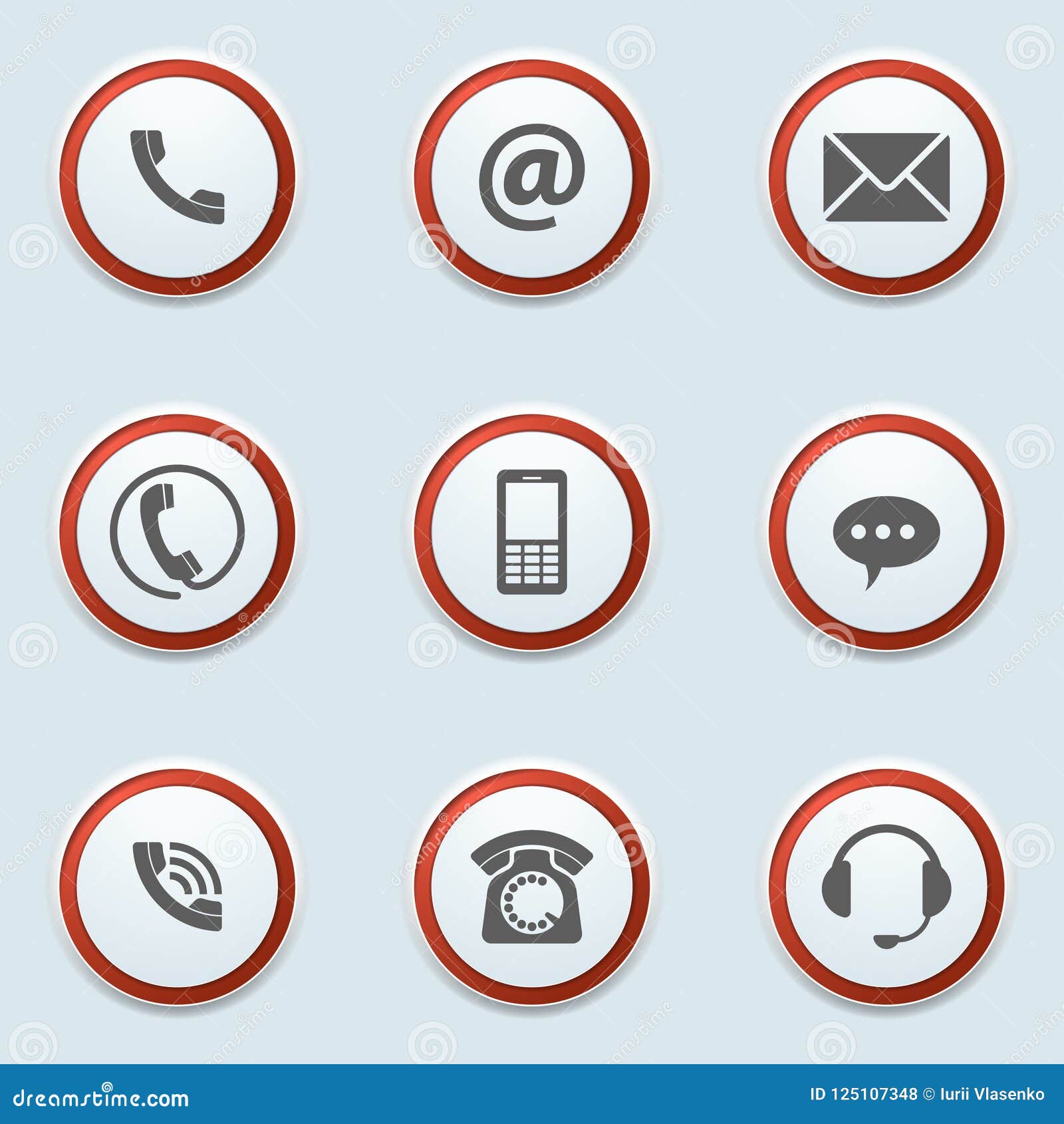 Contact Us Support Service Buttons Illustration Set Stock Vector ...