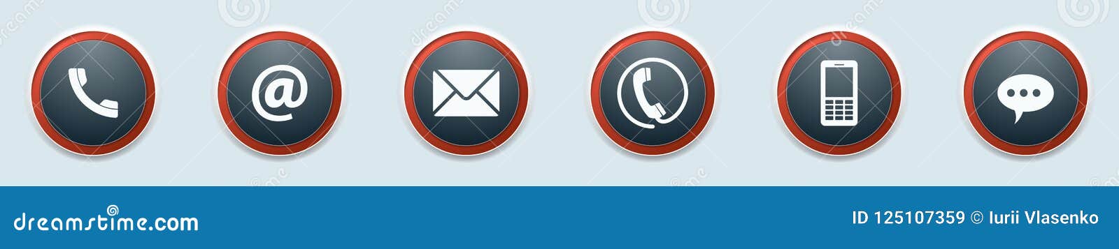 Contact Us Support Service Buttons Illustration Set Stock Vector ...