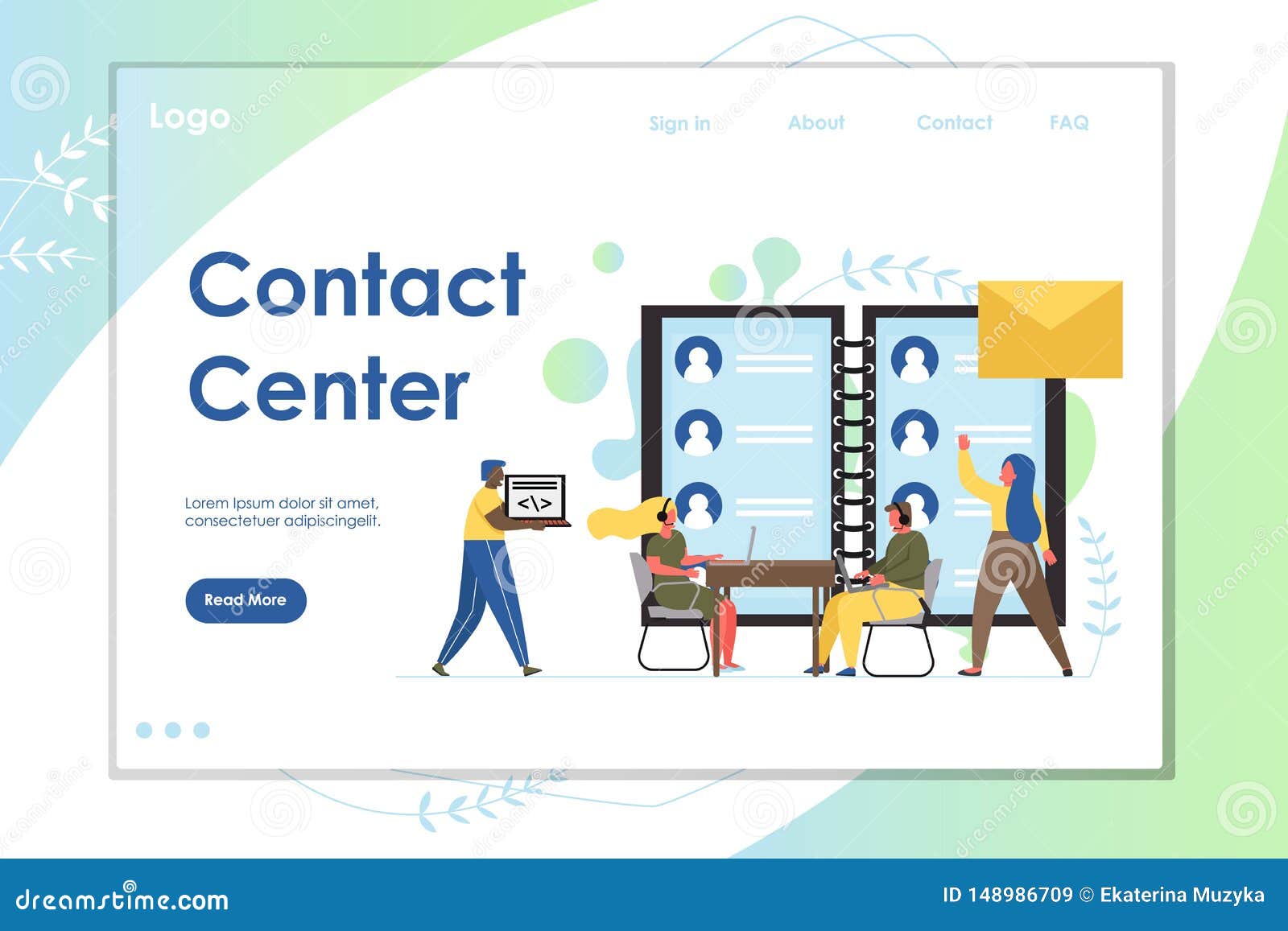 Contact Us Landing Page. Customer Support Website Interface. Mailbox ...