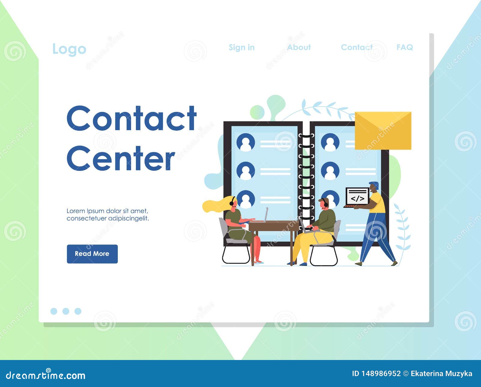 Contact Center Vector Website Landing Page Design Template Stock Vector ...