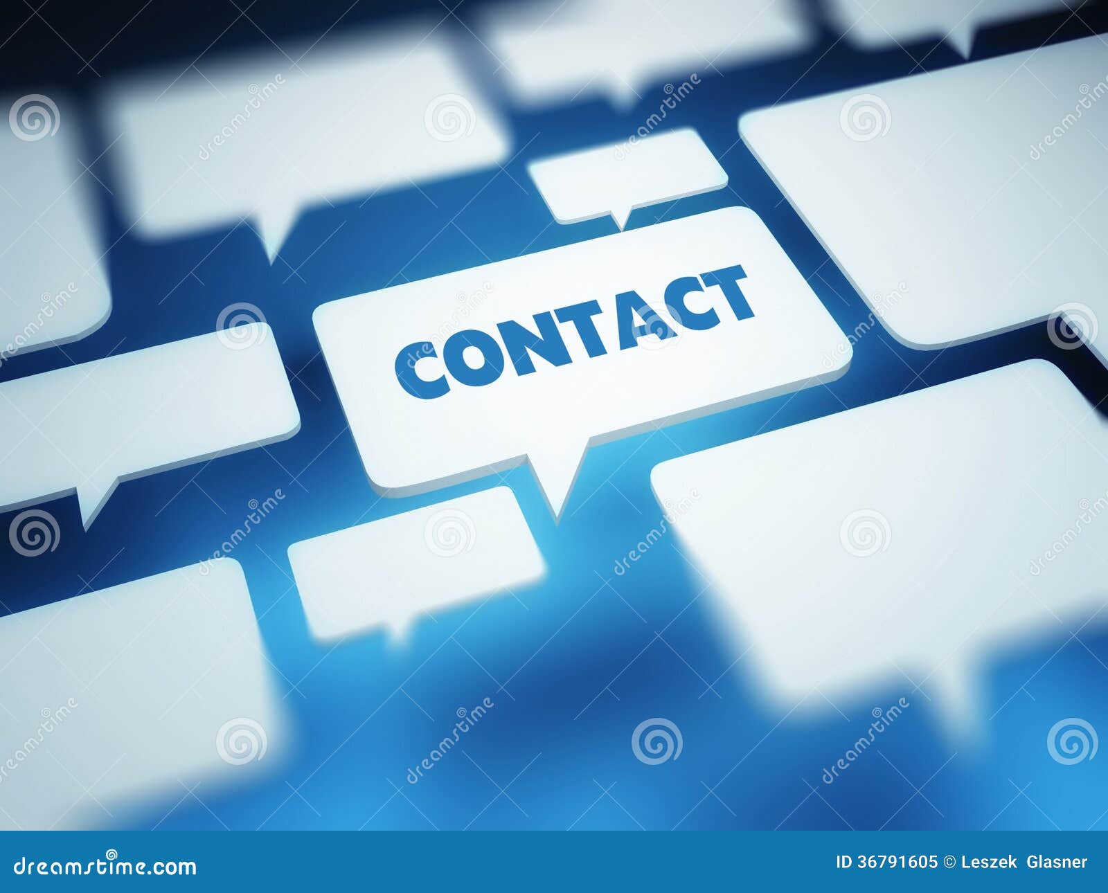 Contact Concept, Blue Communication Bubbles Stock Image - Image of copy ...