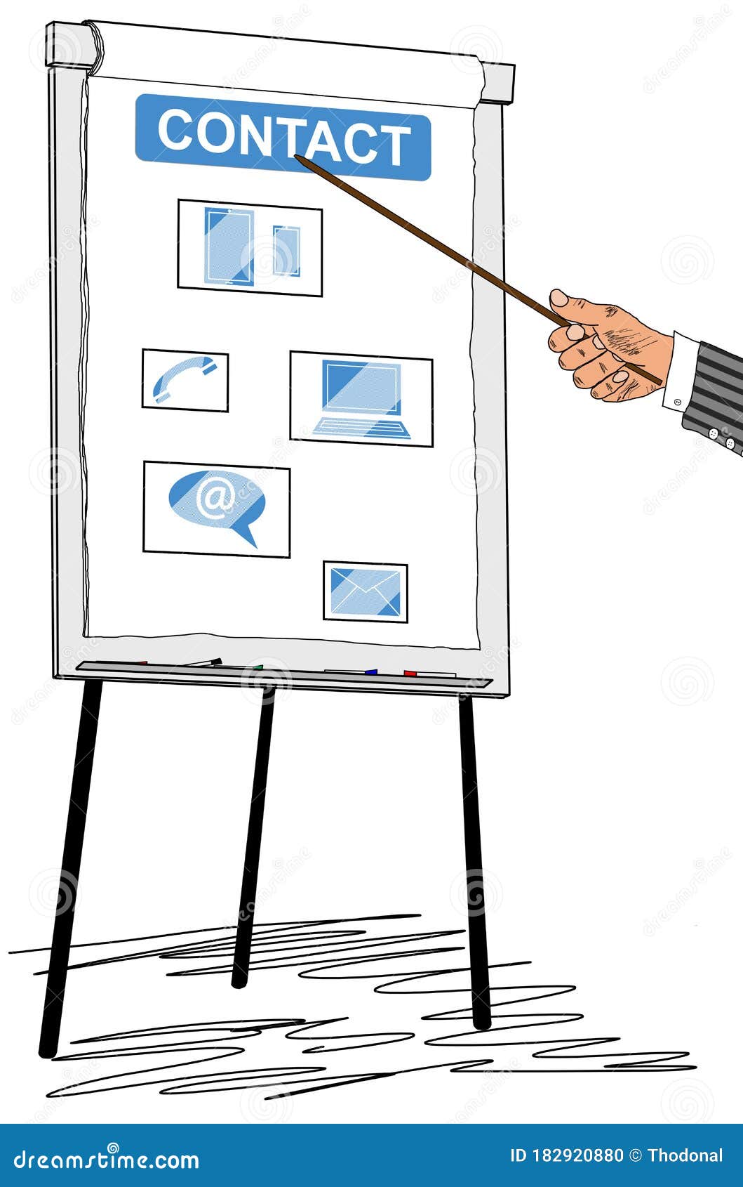 Contact Concept Drawn on a Flipchart Stock Illustration - Illustration ...