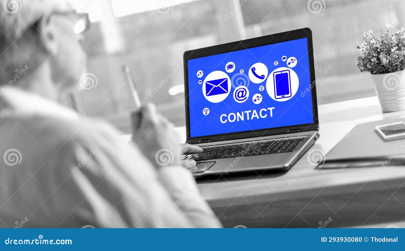 Contact Concept on a Laptop Screen Stock Photo - Image of screen ...