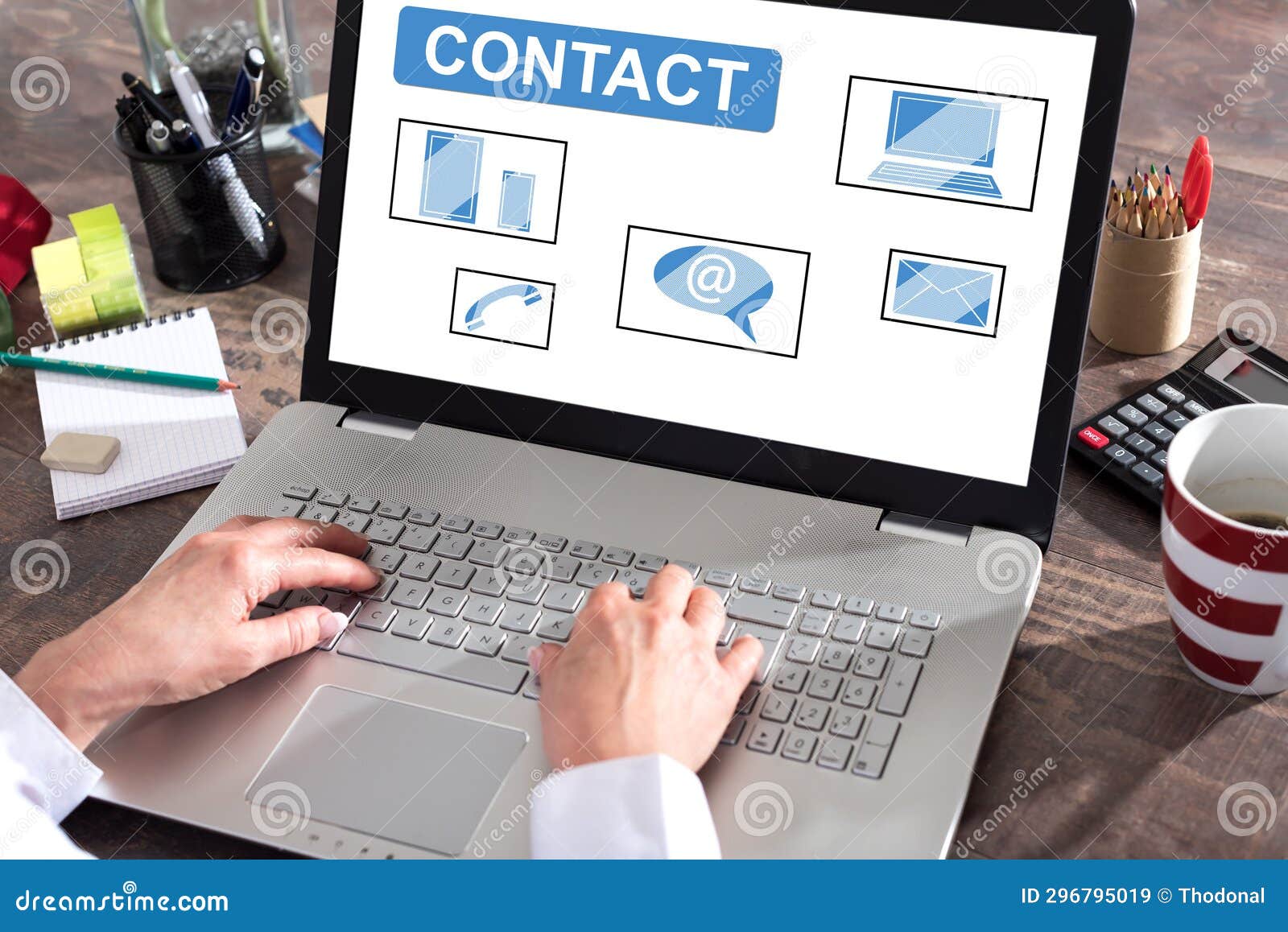 Contact Concept on a Laptop Screen Stock Image - Image of desk ...