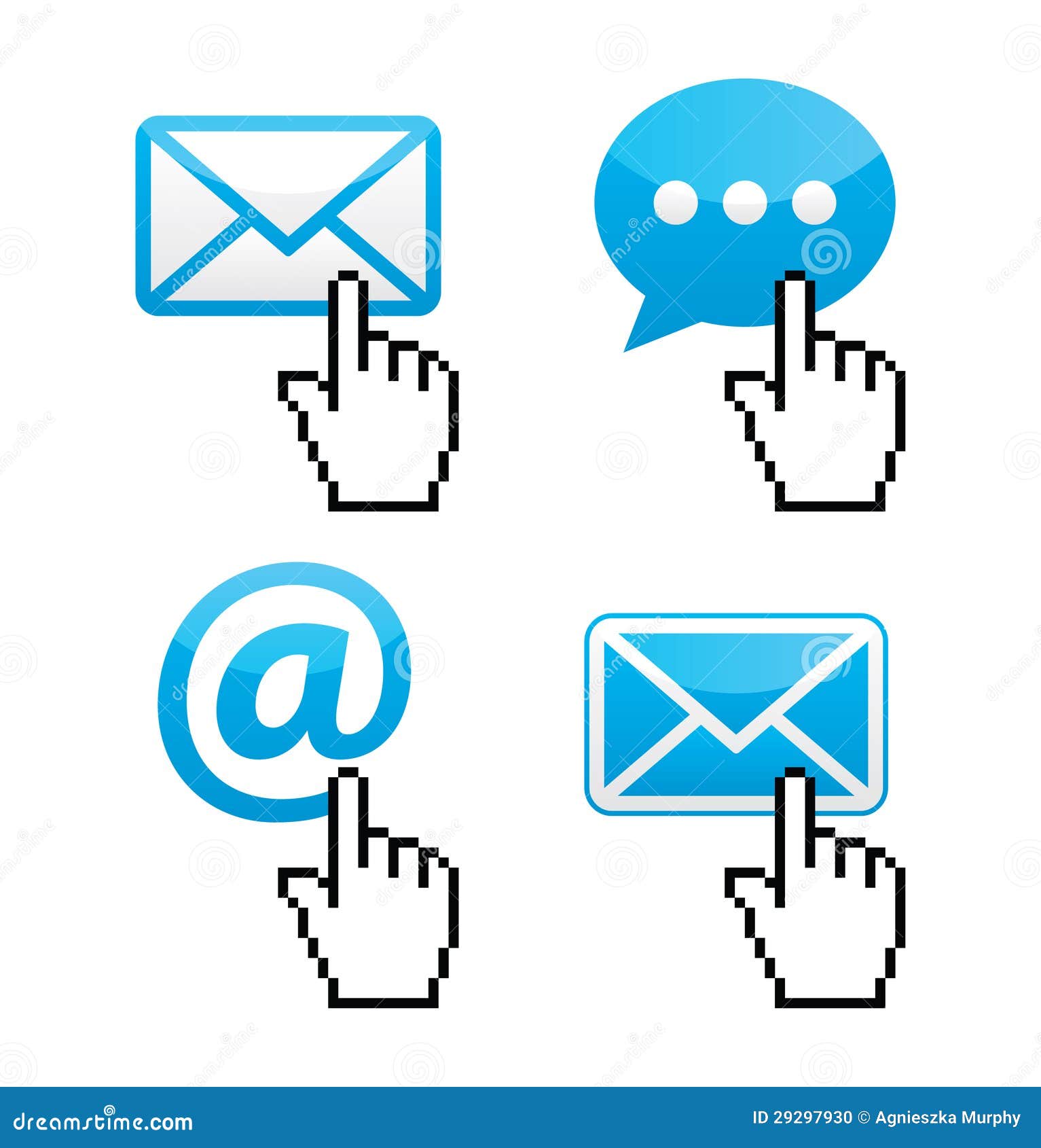 Contact - Envelope, Email, Speech Bubble with Cursor Hand Icons Stock ...