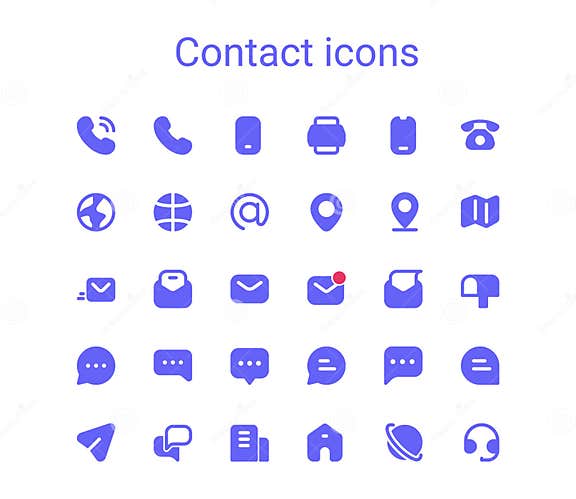 Contact Glyph Icons Set. Solid Small Mini Vector Icons Stock ...
