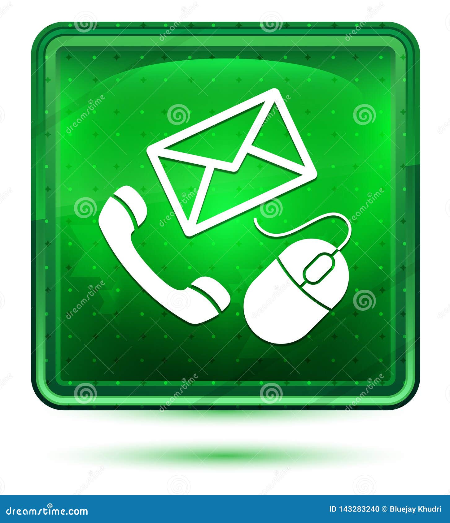 Contact Icon Neon Light Green Square Button Stock Illustration ...