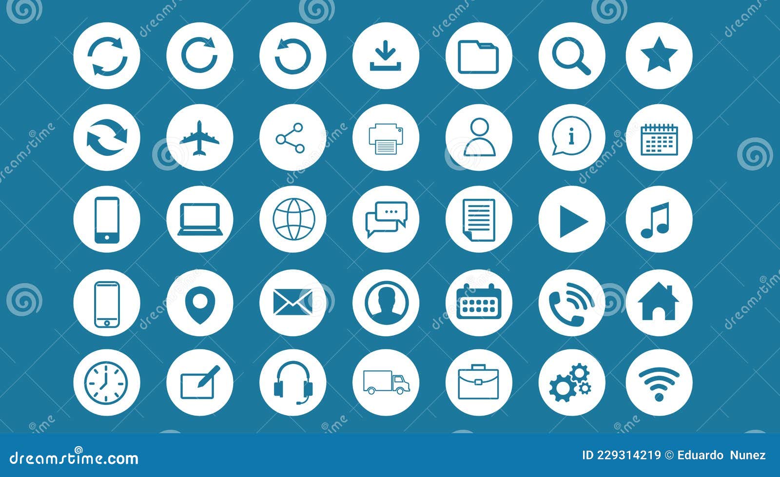 Contact Icon Set. Blue and White Illustration Stock Vector ...