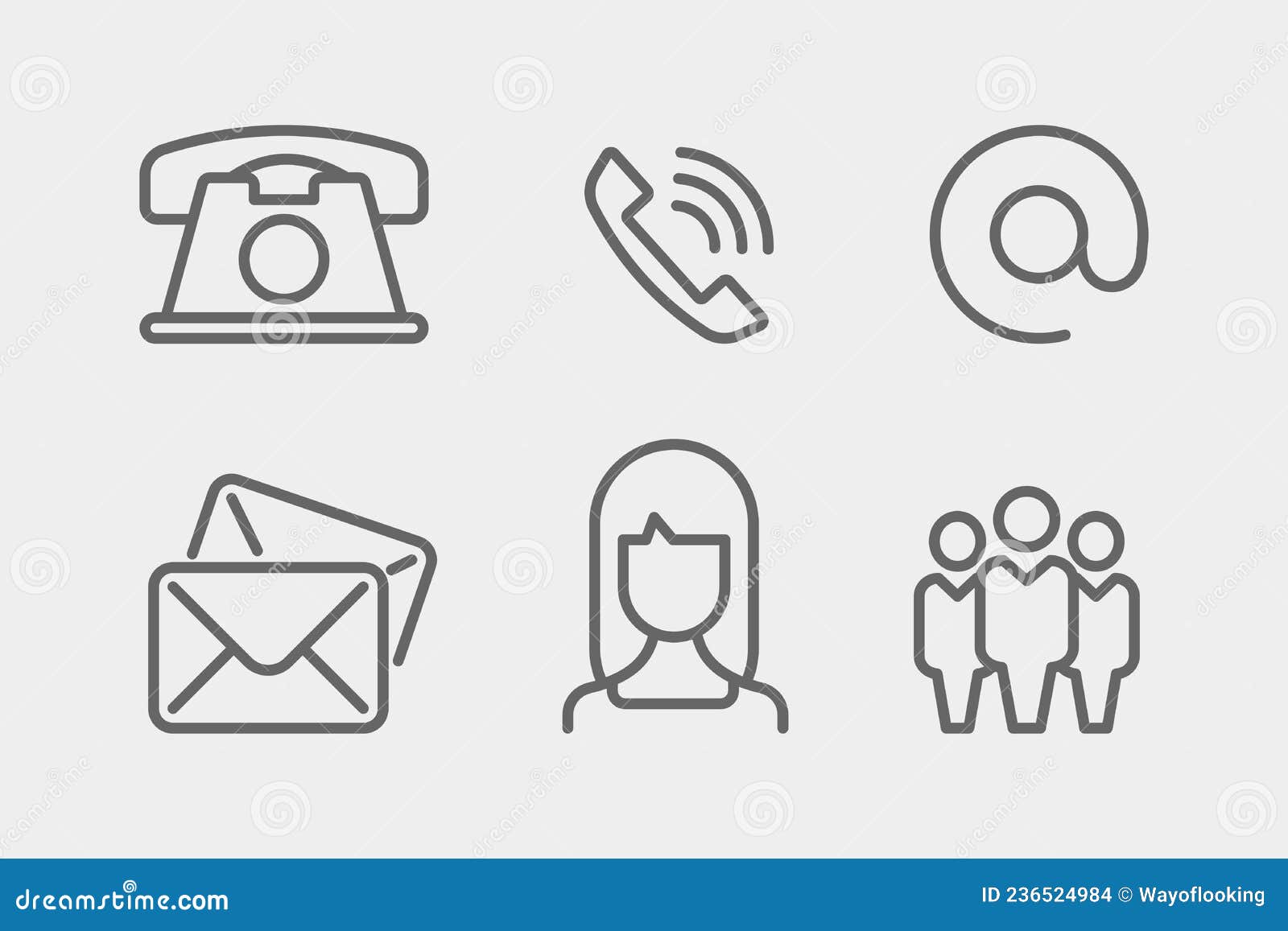 Contact Icon Set. Outline Thin Line Illustration Stock Vector ...