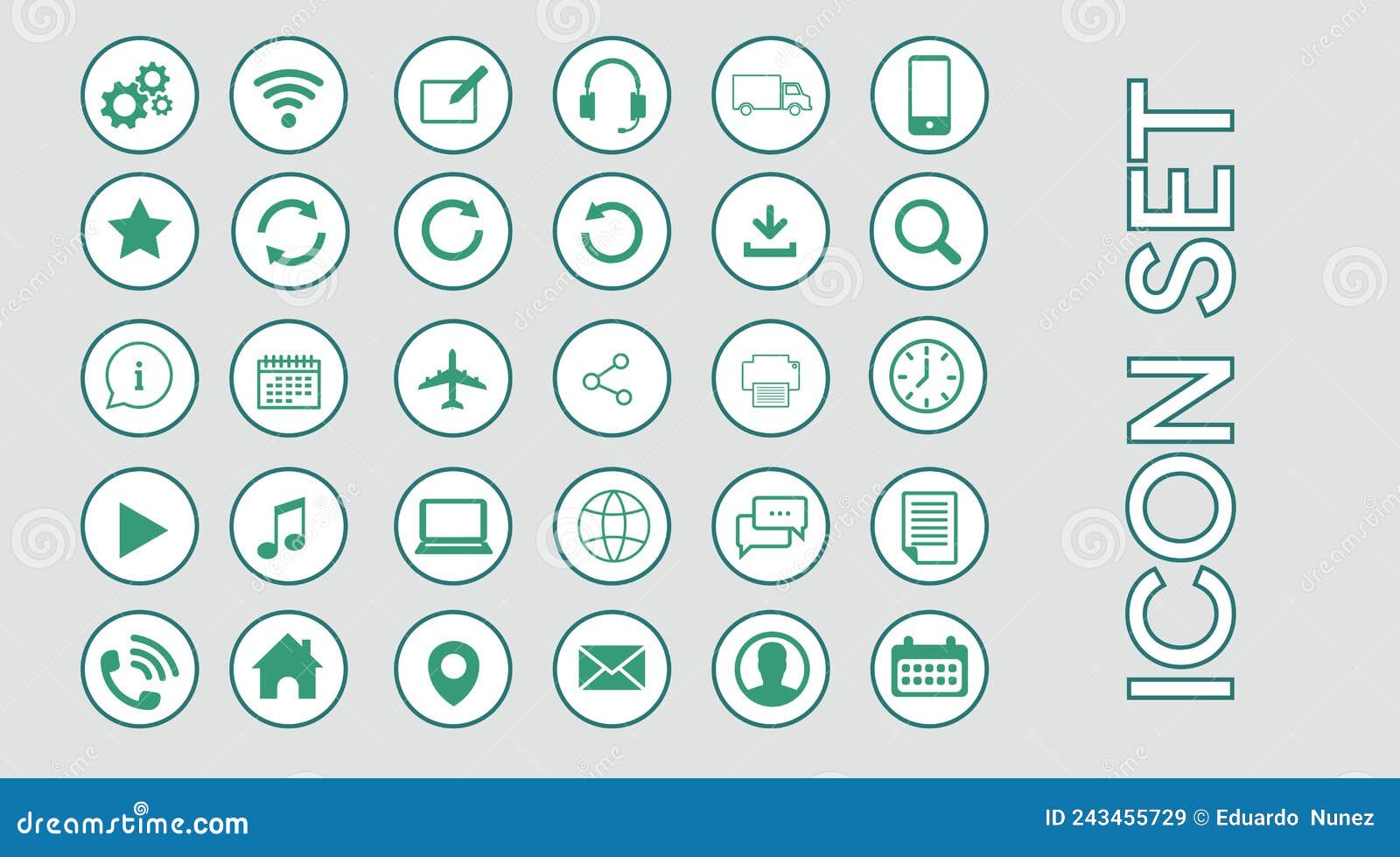 Green Vector Icon Set. Vector Isolated Editable Flat Simple Stock ...