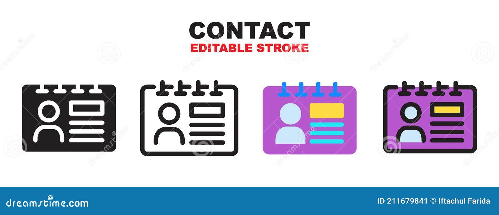 Contact Icon Set with Different Styles. Editable Stroke Style Can Be ...