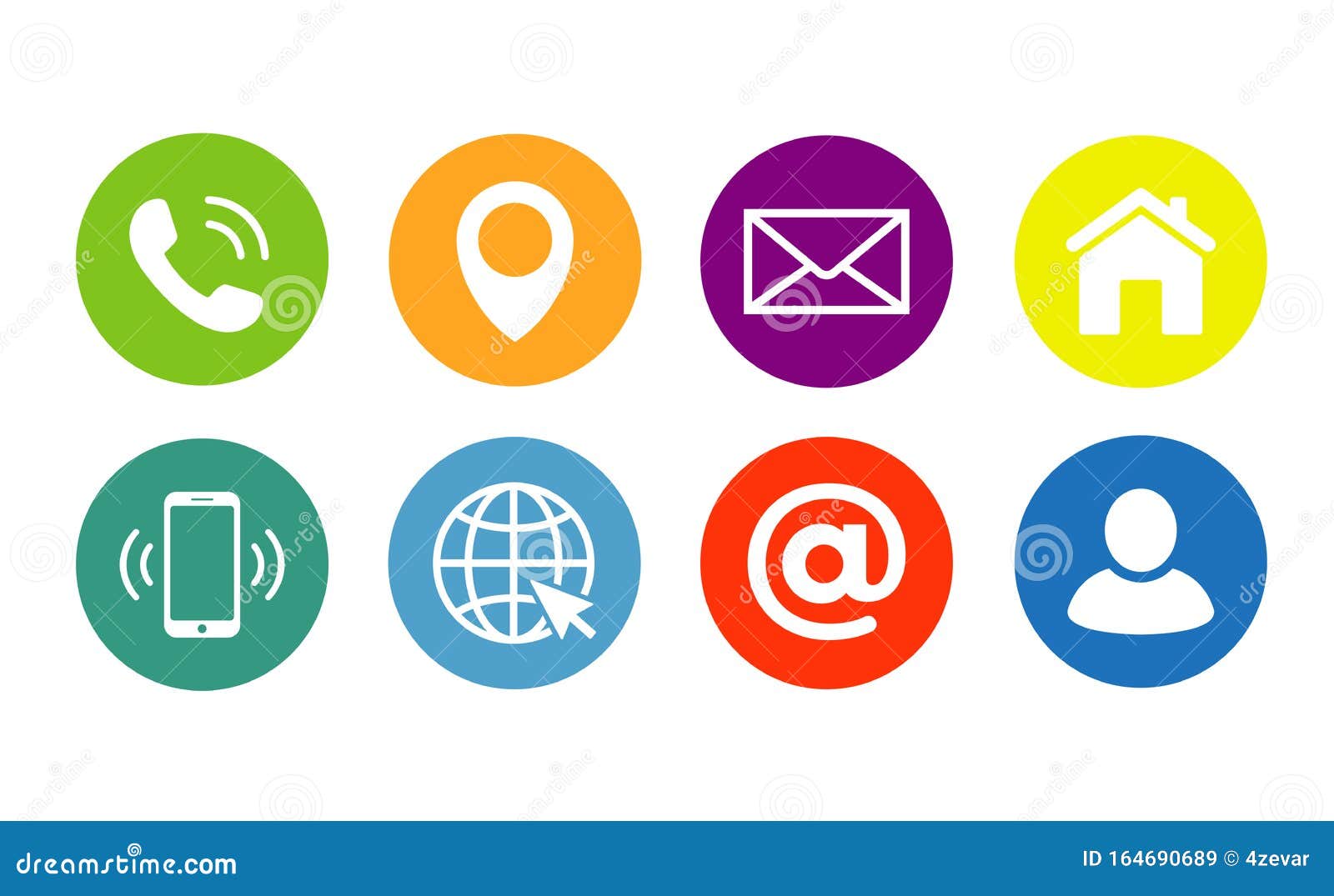 Contact Icon Set in Flat Style, 8 in 1. Vector Illustration Stock ...