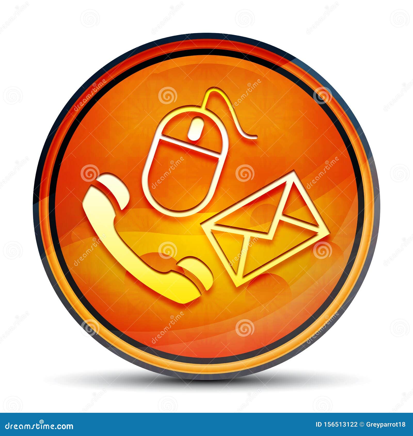 Contact Icon Shiny Bright Orange Round Button Illustration Stock ...