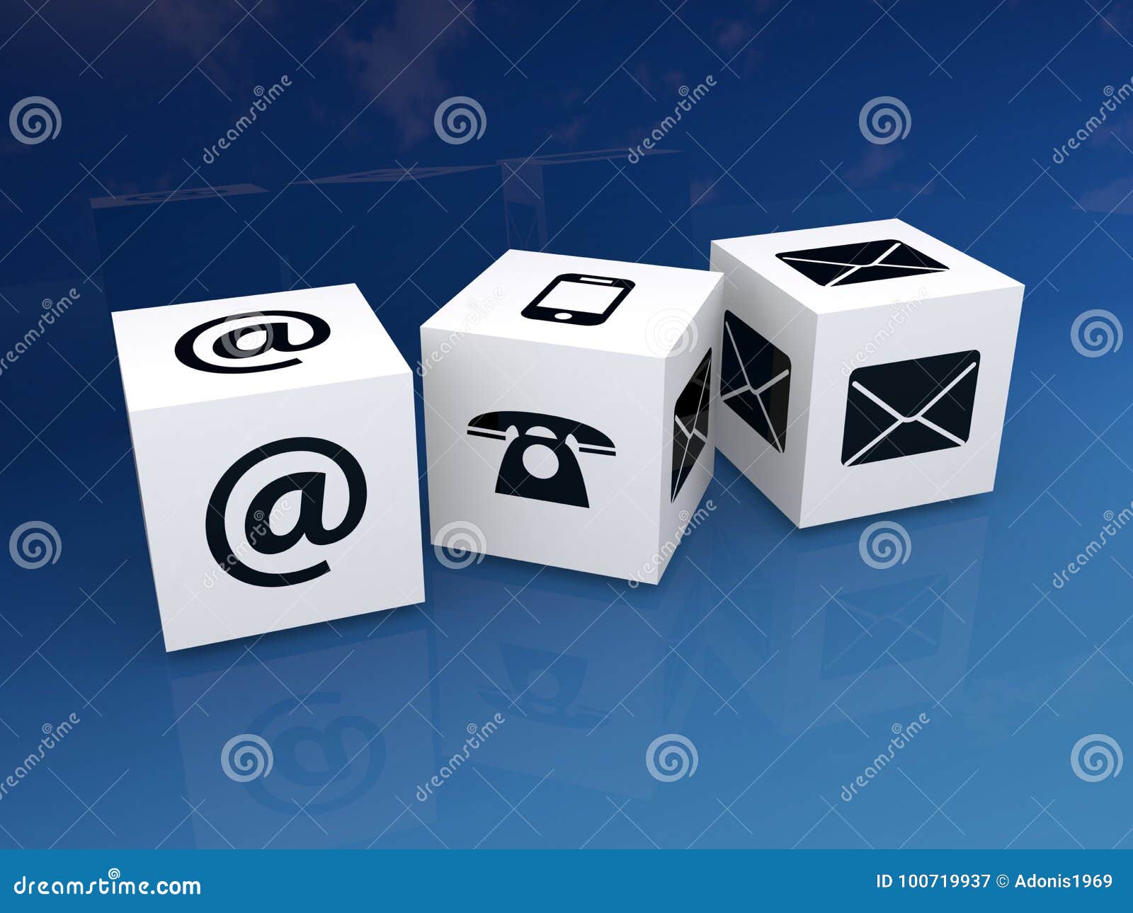 Contact icons on cubes stock illustration. Illustration of symbol ...