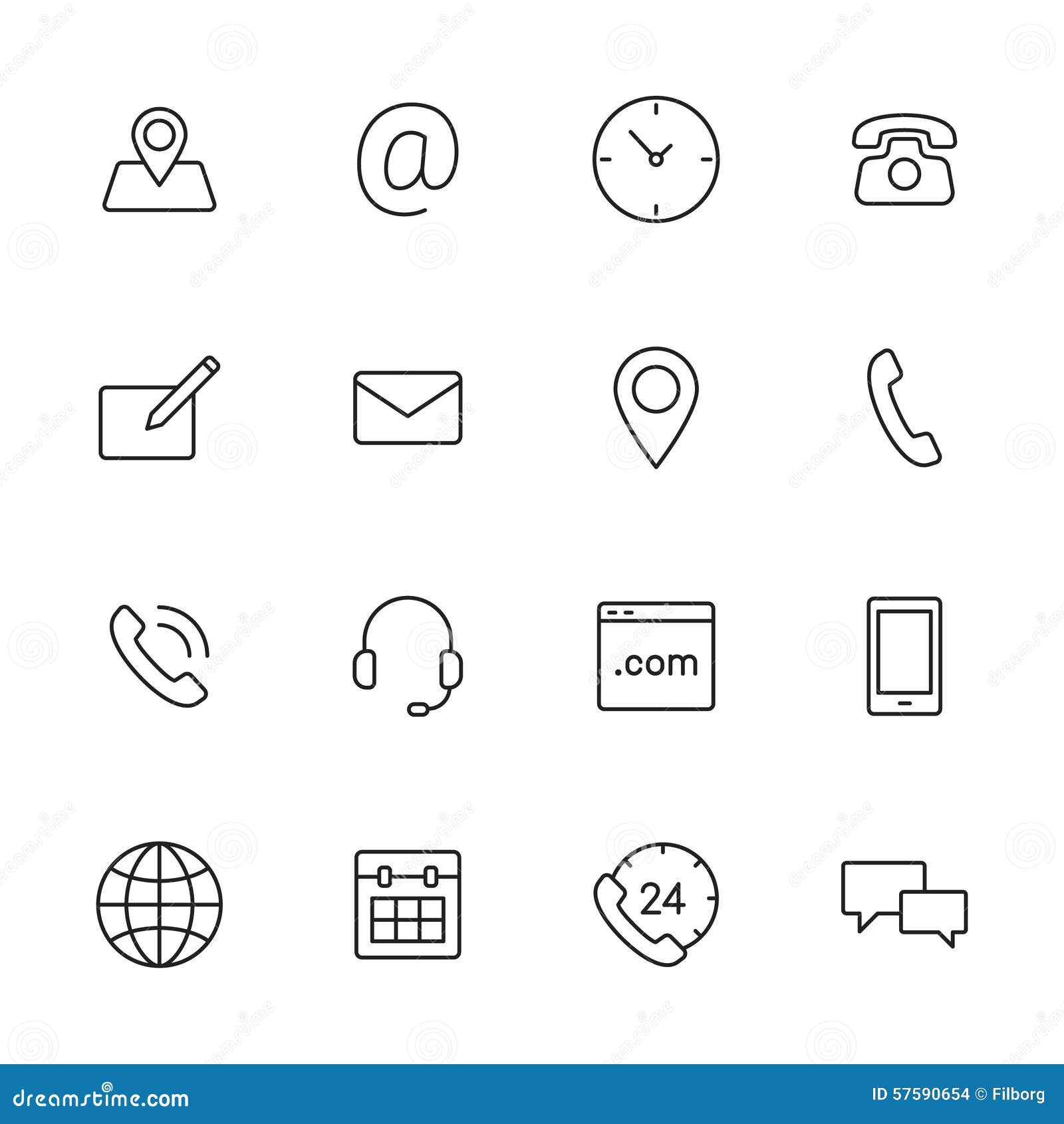 Contact Icons stock vector. Illustration of contact, message - 57590654