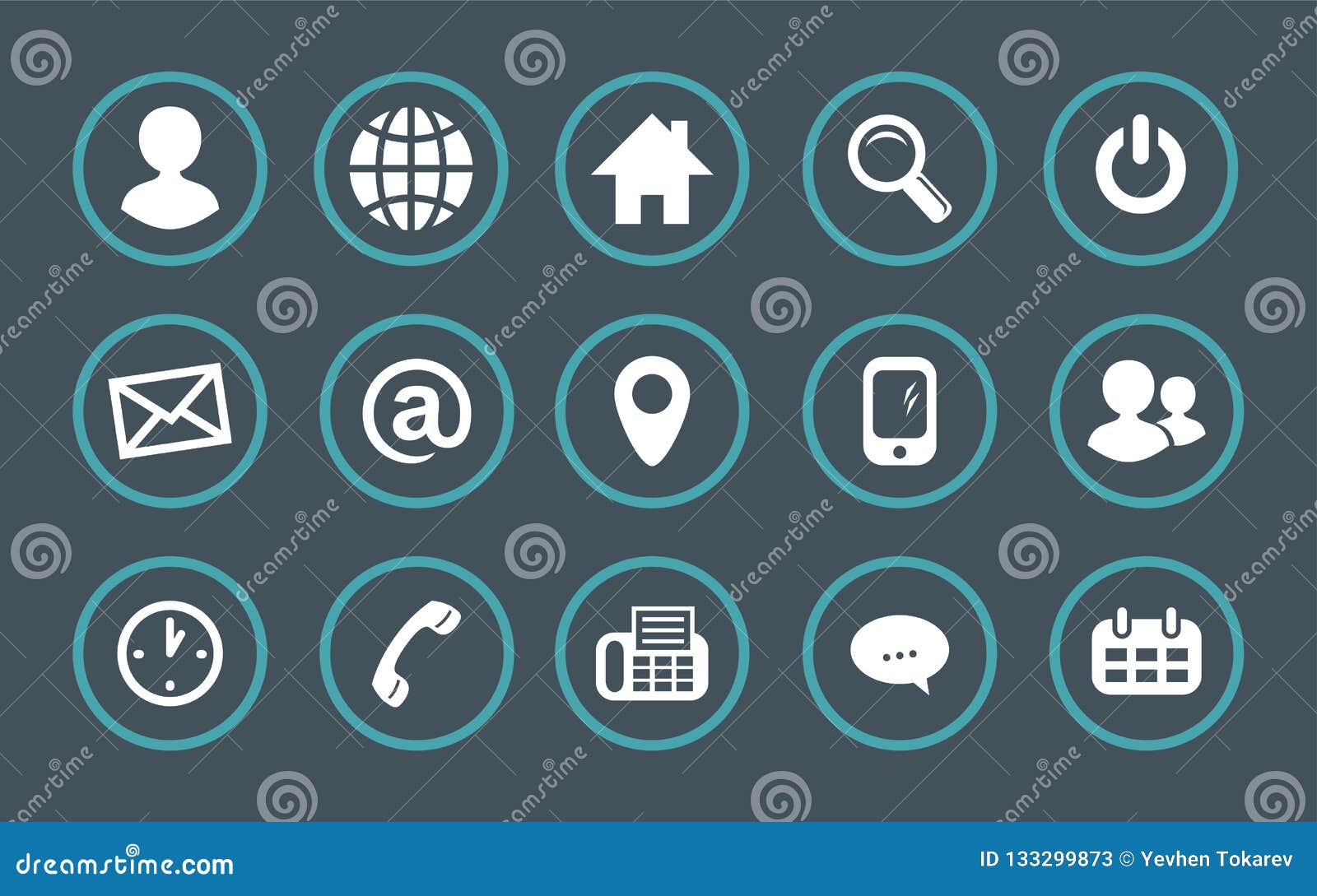 Contact Information in a Set of Vector Icons Stock Illustration ...
