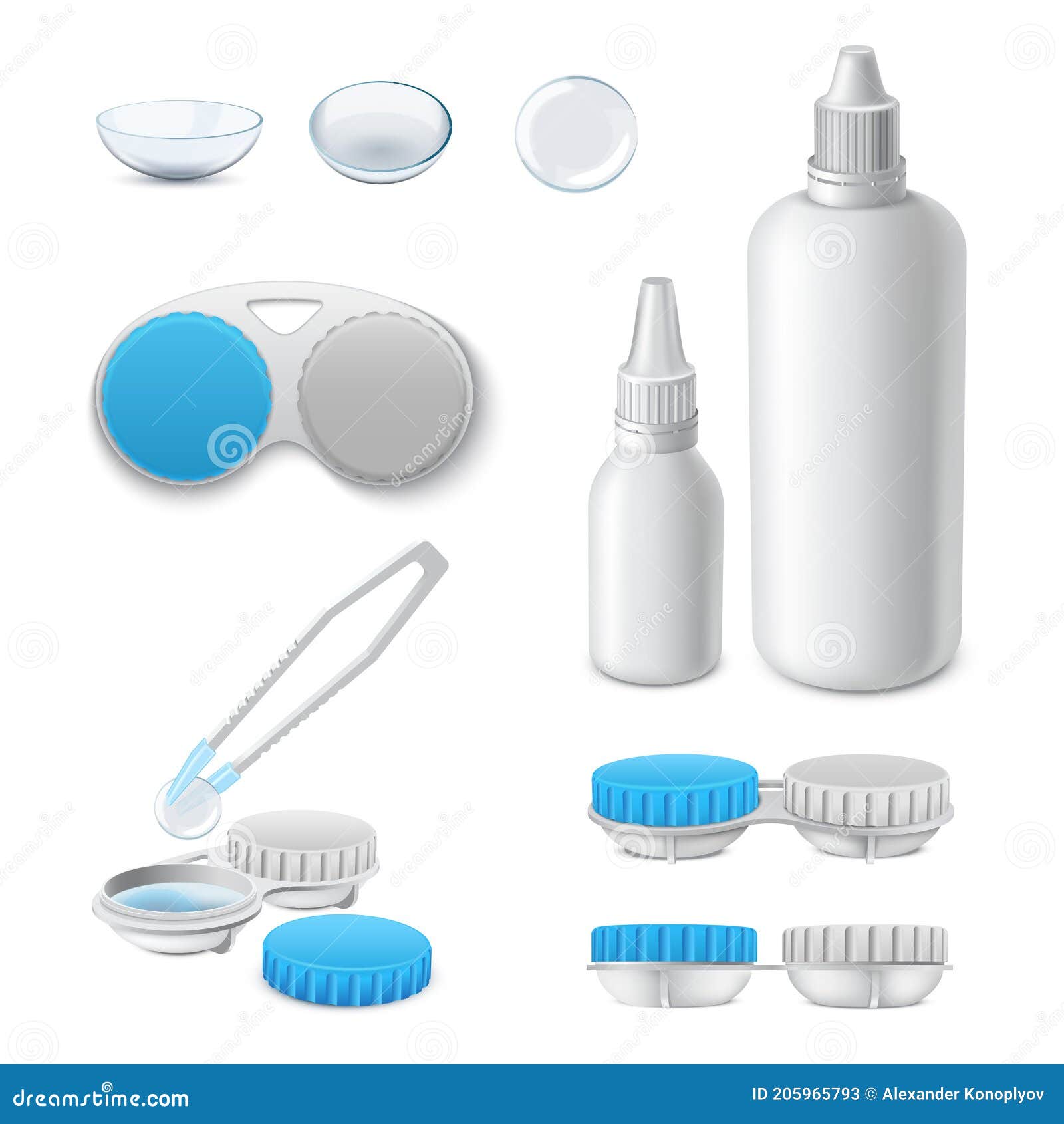 Contact Lens Line Icons Set Cartoon Vector | CartoonDealer.com #225610565