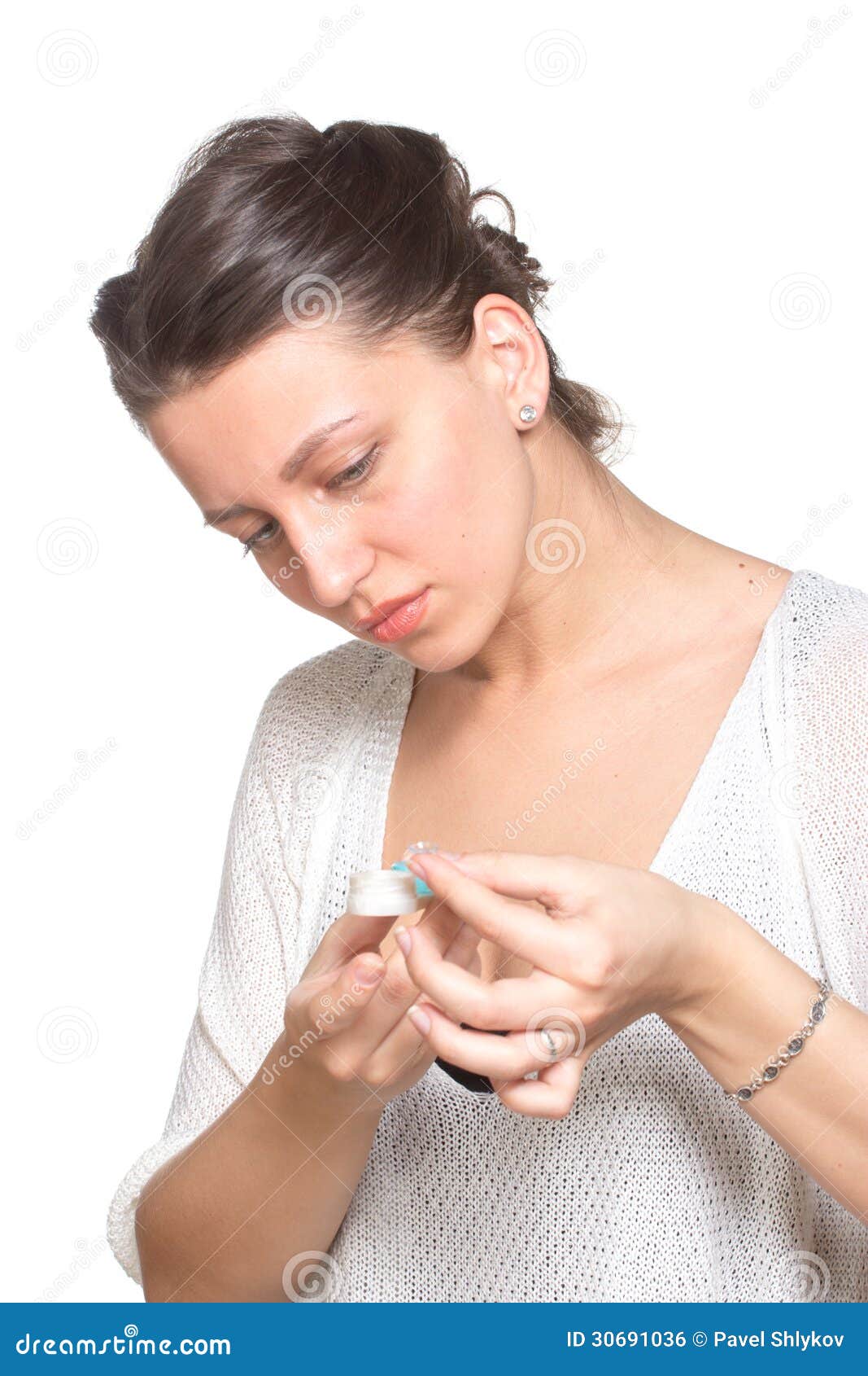 Contact Lenses Box in Womans Hand Stock Photo - Image of female, clean ...