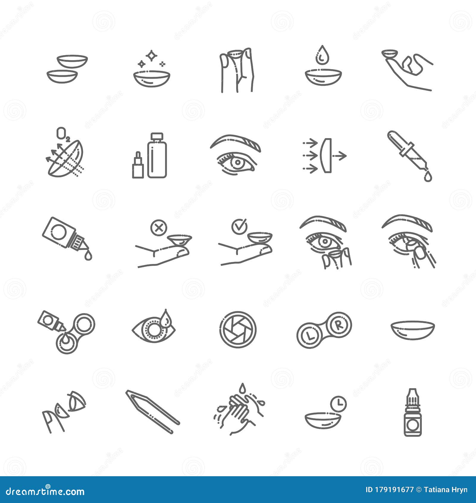 Contact Lenses Icon Set Flat Design Style Stock Vector Illustration