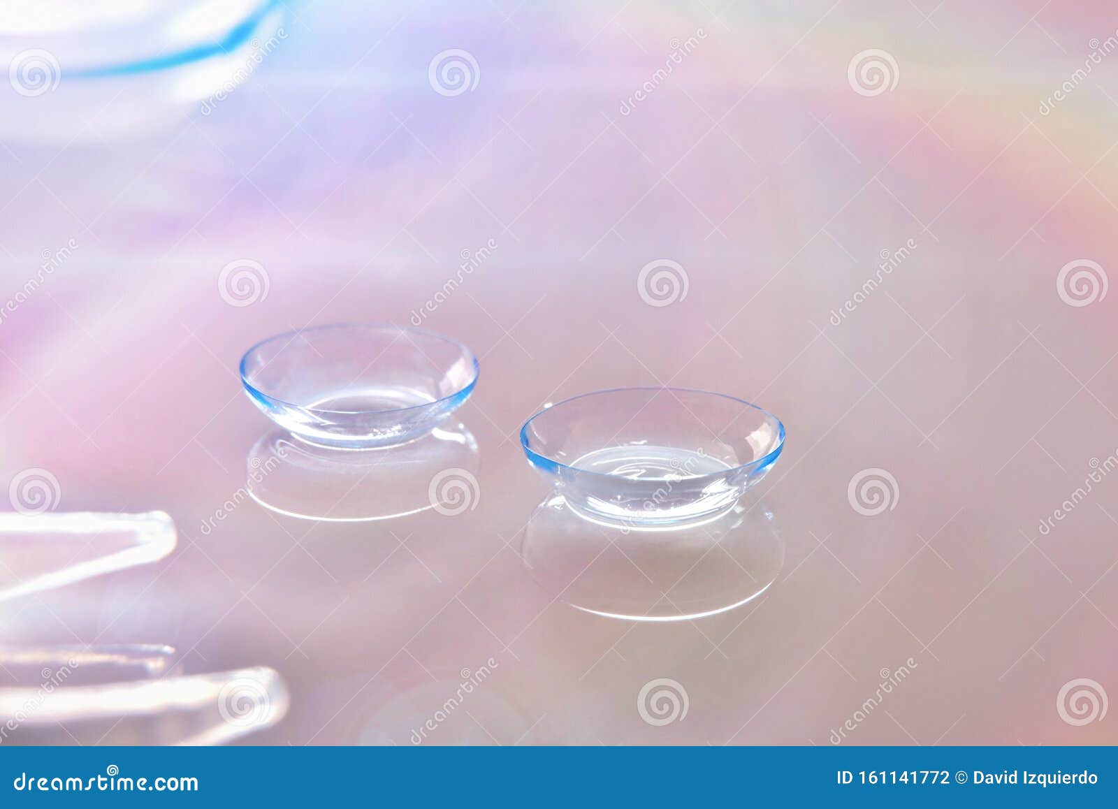 Contact Lenses on Table with Reflection of Colored Lights Elevated ...