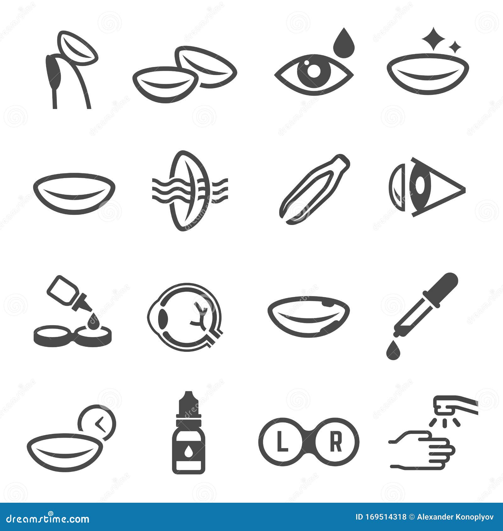 Contact Lenses Use Linear Vector Icons Set Stock Vector - Illustration ... Contact Lenses Use Linear Vector Icons Set Stock Vector - Illustration ...