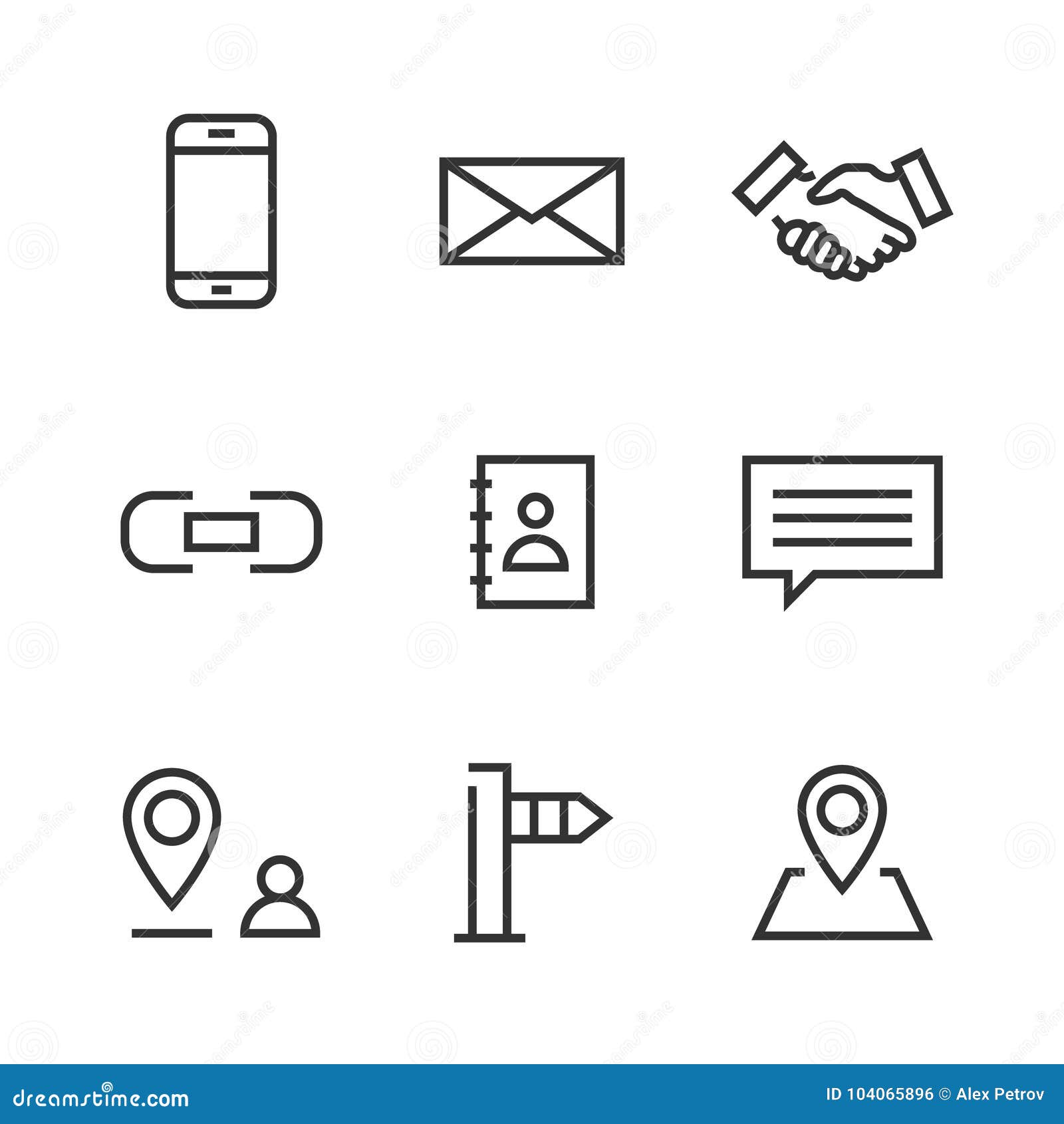 9 Contact Line Icons stock illustration. Illustration of symbol - 104065896