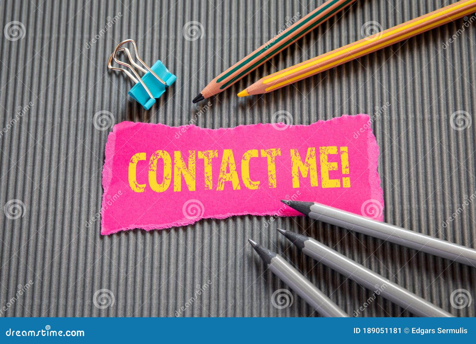 CONTACT ME. Text on Torn, Colored Paper Stock Image - Image of paper ...